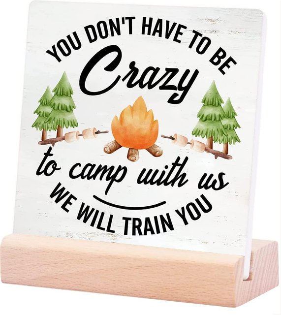 Camping Campfire Table Sign Plaque Home Decor Crazy Camping Friends ...