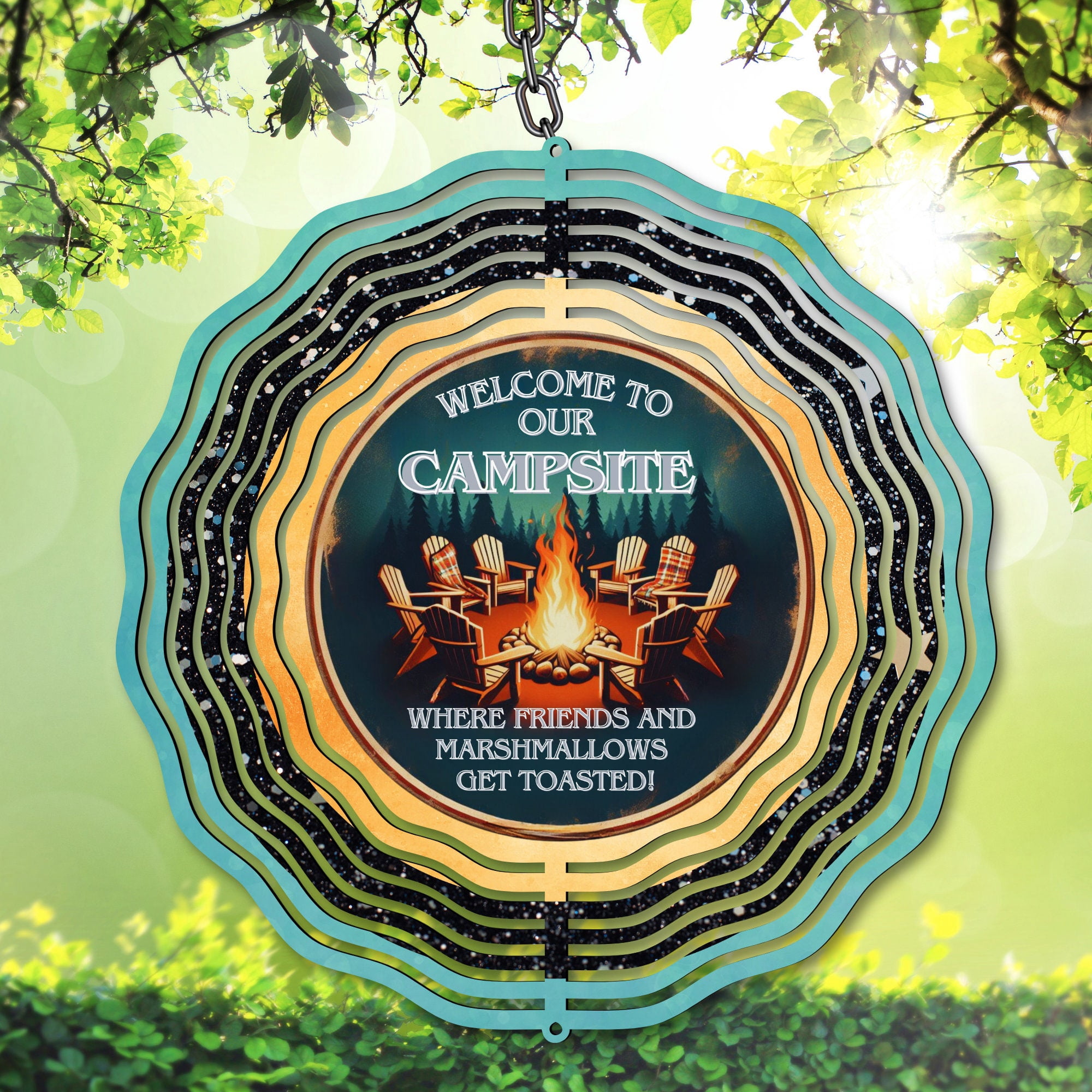 Camping Campfire Wind Spinner 10 Inch, Marshmallow Outdoor Patio Decor ...