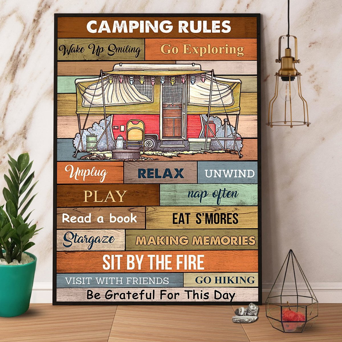 Camping Camping Rules Wake Up Be Grateful For This Day Paper Poster No ...