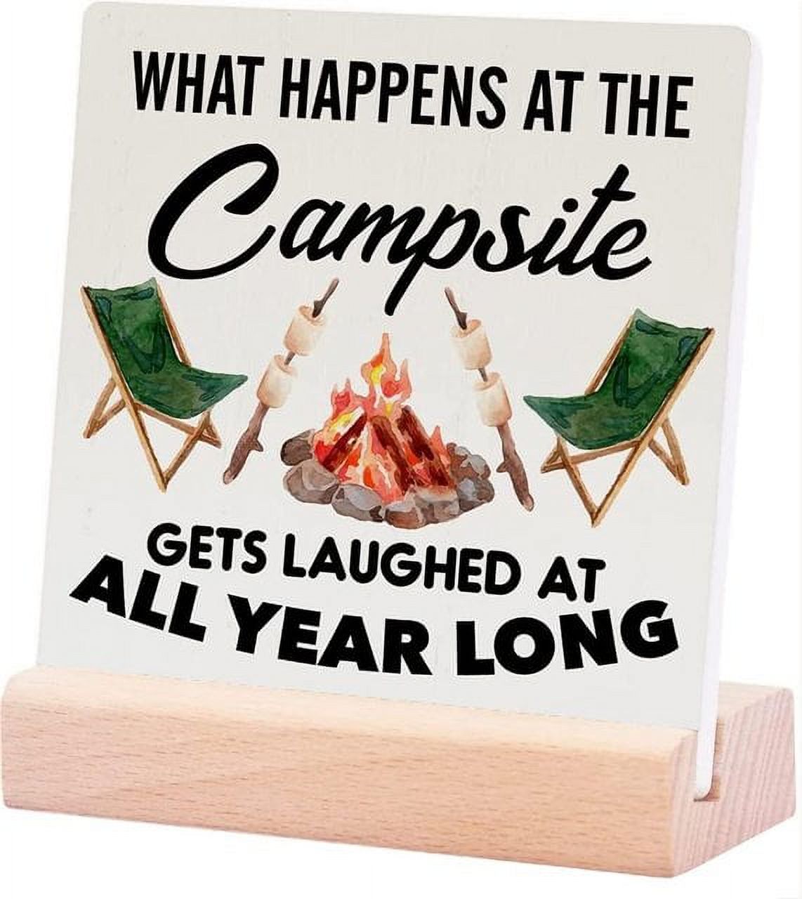 Camping Campsite Table Sign What Happens at The Campfire Ceramic Table ...