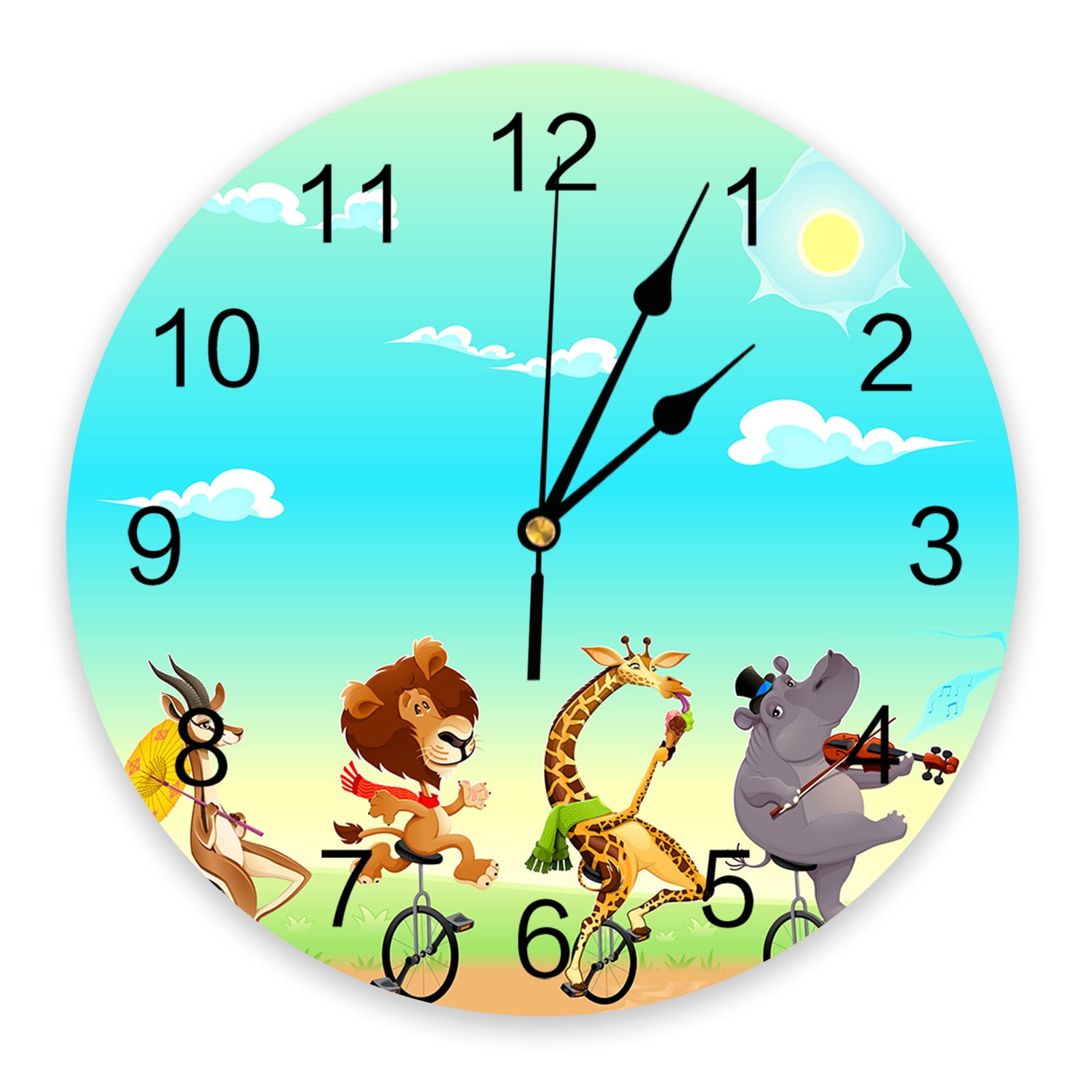 Camping Car Beach Cartoon Trees Sea Creative Wall Clock For Home Office ...