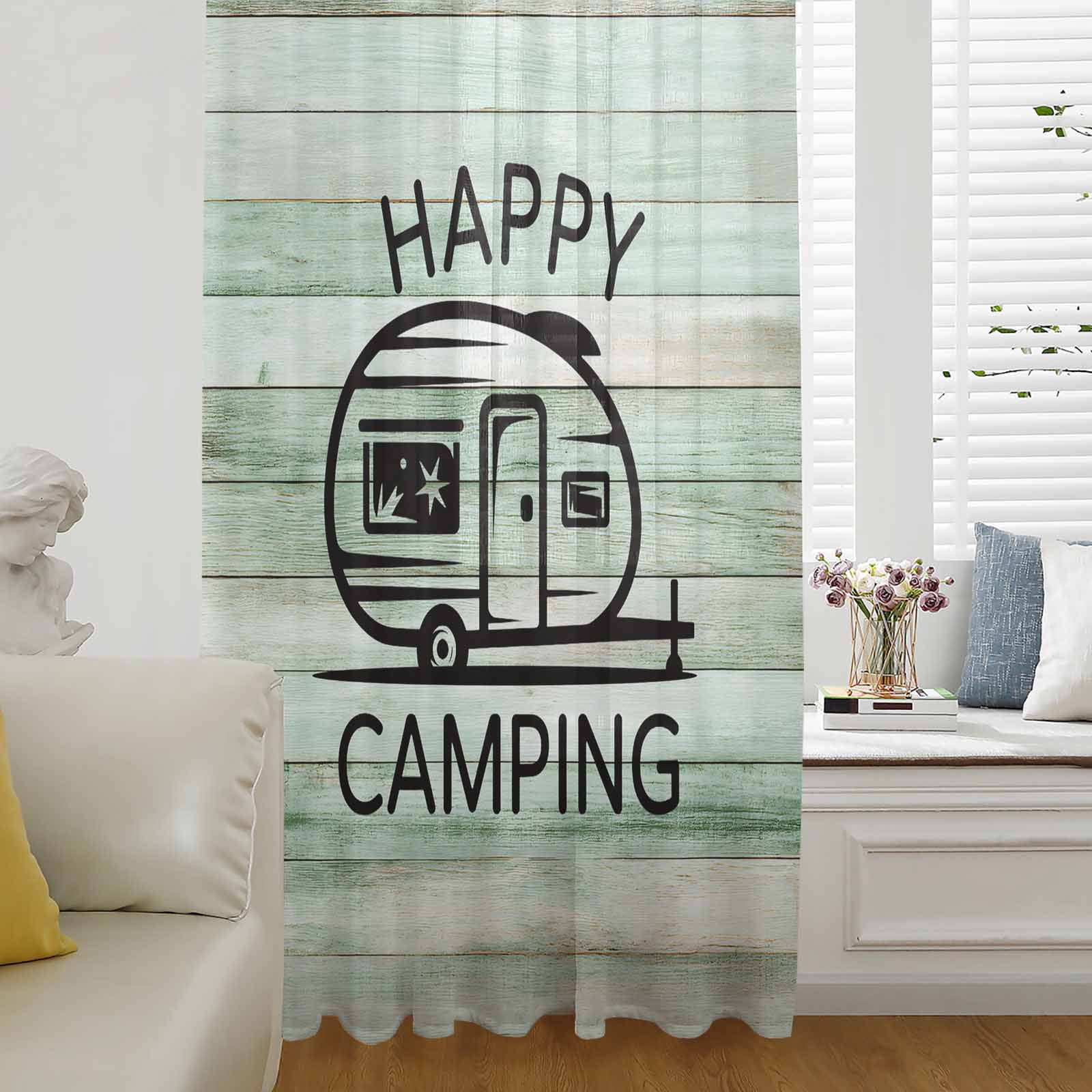 Camping Car Semi Sheer Curtains Drapes for Living Room,Bedroom,French ...