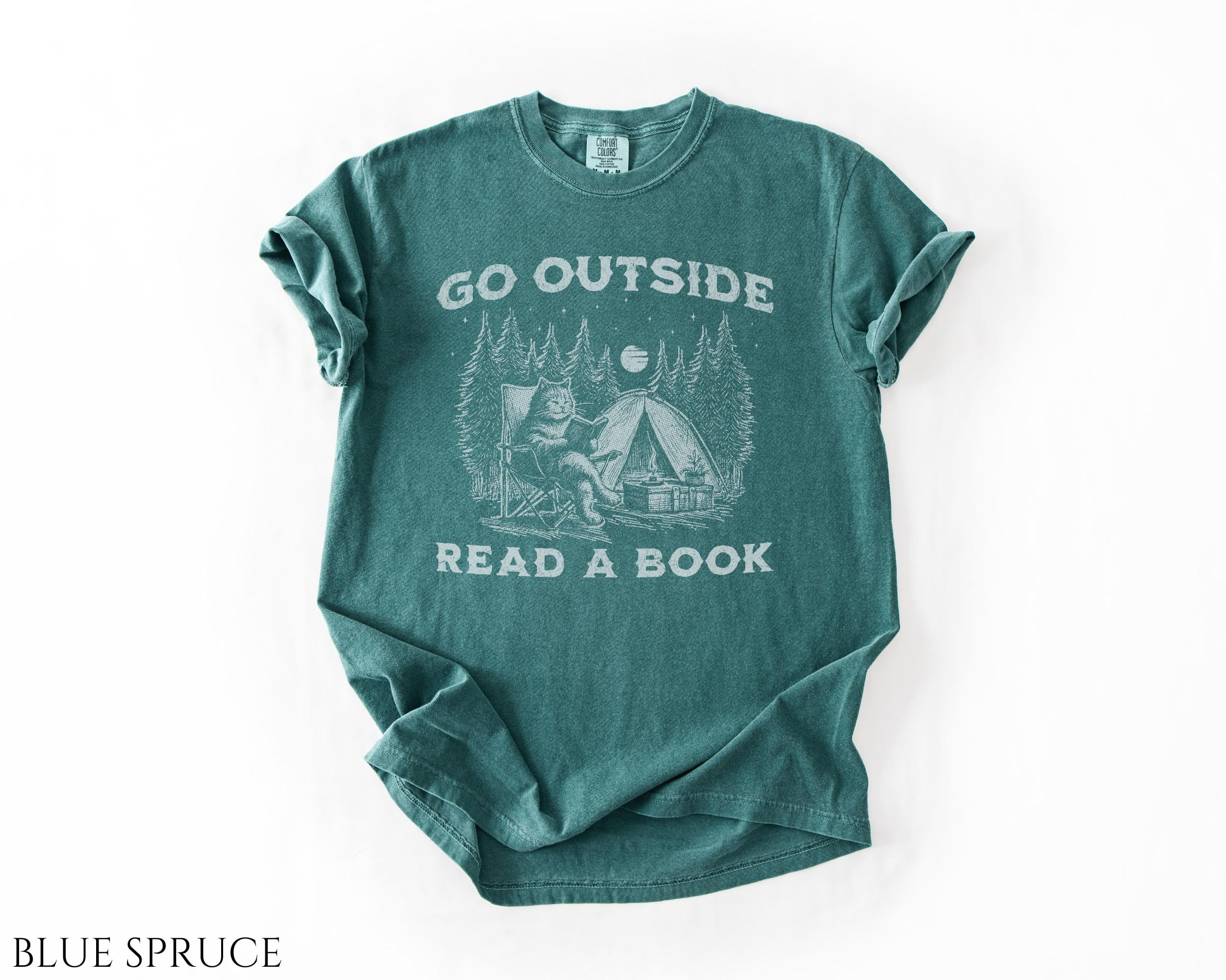 Camping Cat T-Shirt, 90s Y2K Retro Graphic Tee, Funny Shirt, Books ...