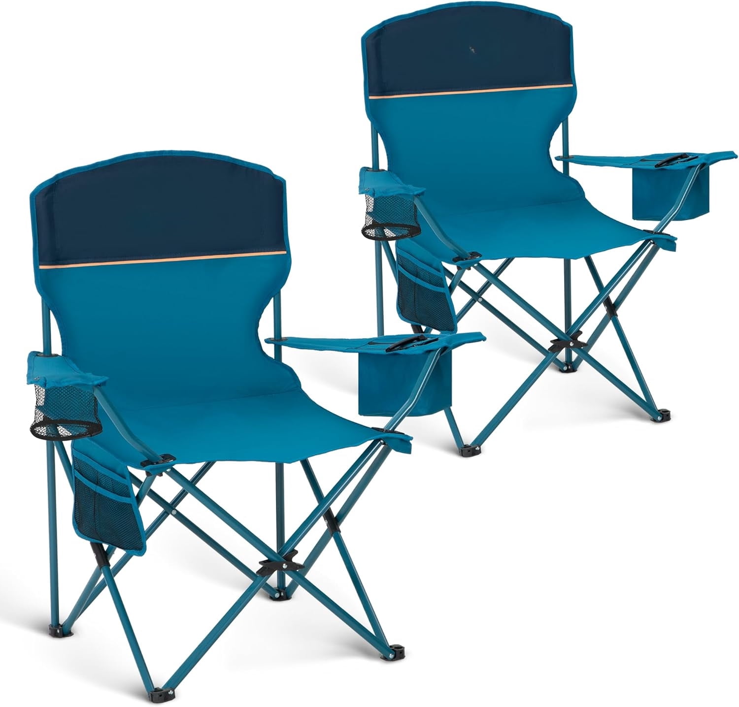 Camping Chair 2 Pack Portable Chair with 3-Can Cooler Folding Chair ...