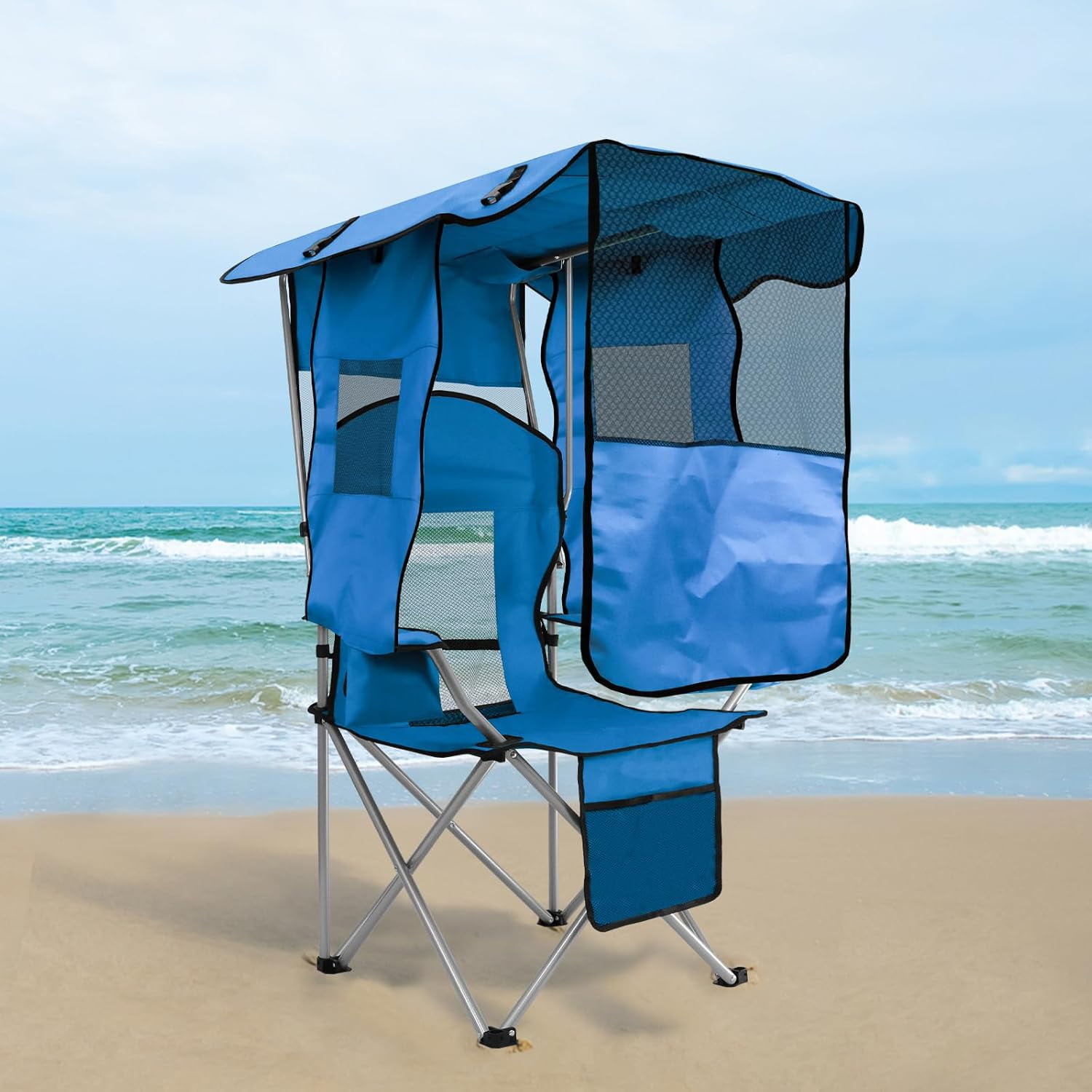 Camping Chair with Adjustable Shade Canopy, Portable Folding Chair for ...