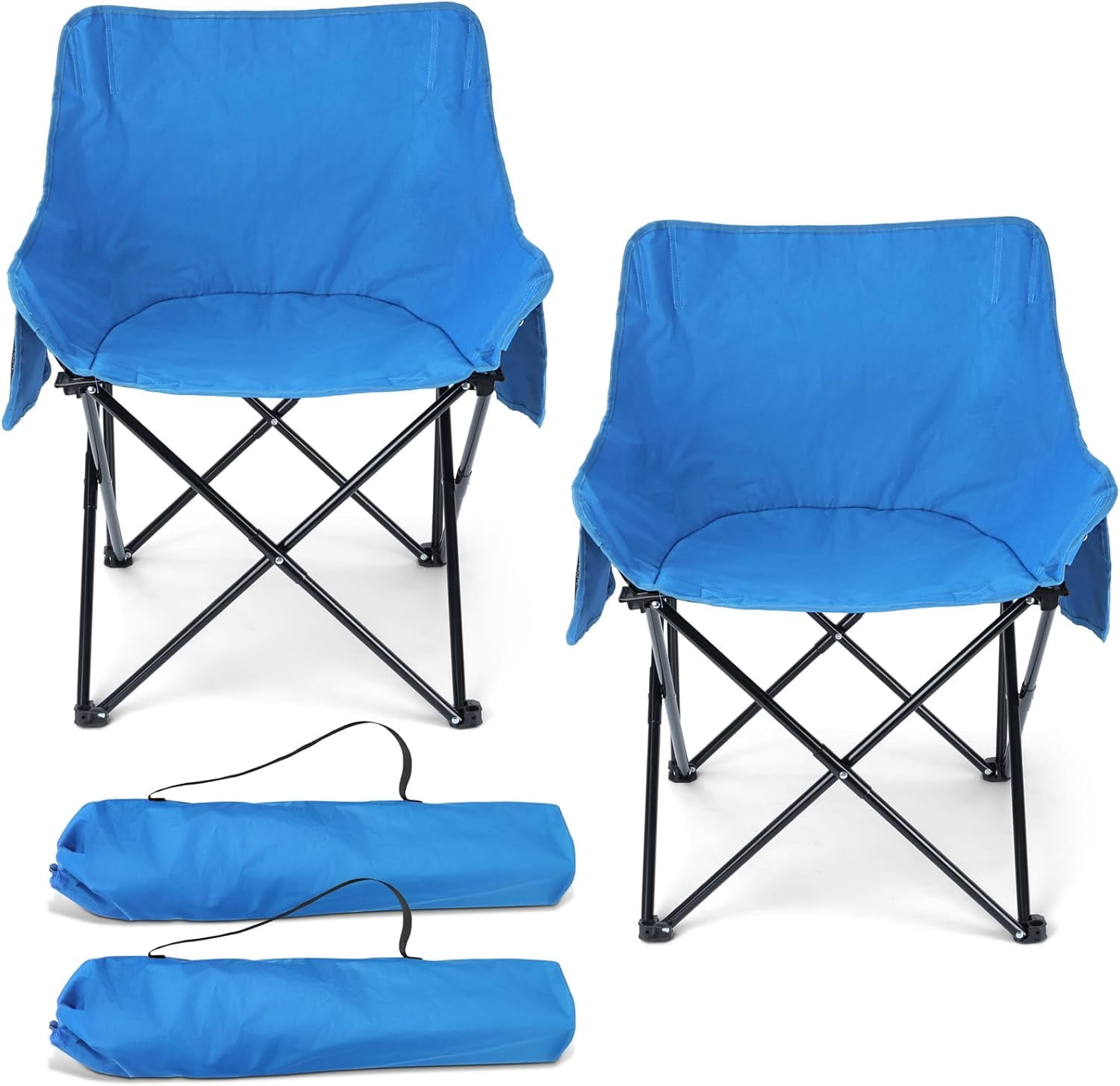 Camping Chair for Adults, Compact Folding Portable Chairs Set with Side ...