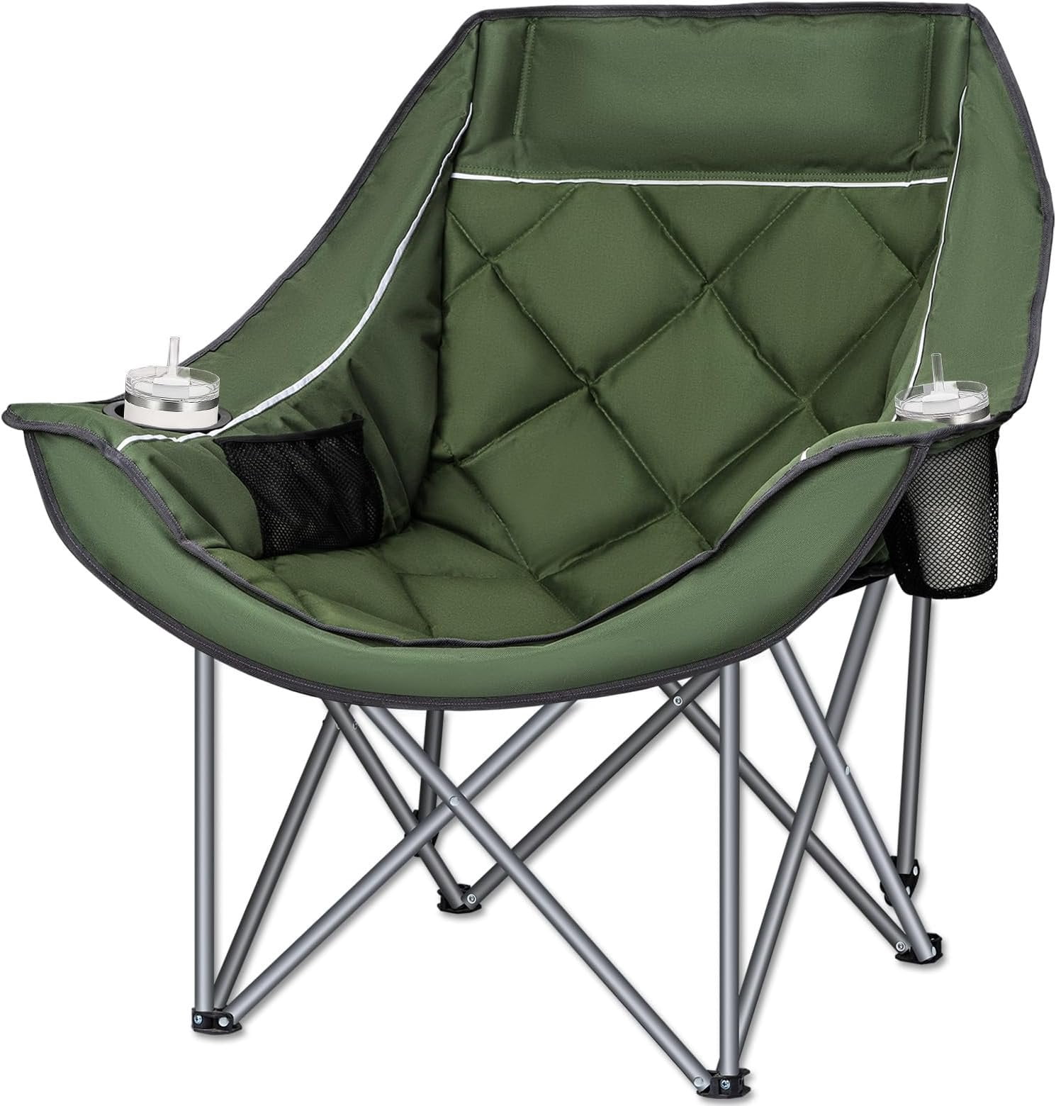 Camping Chair for Adults - Heavy Duty Folding Chair with Cup Holders ...