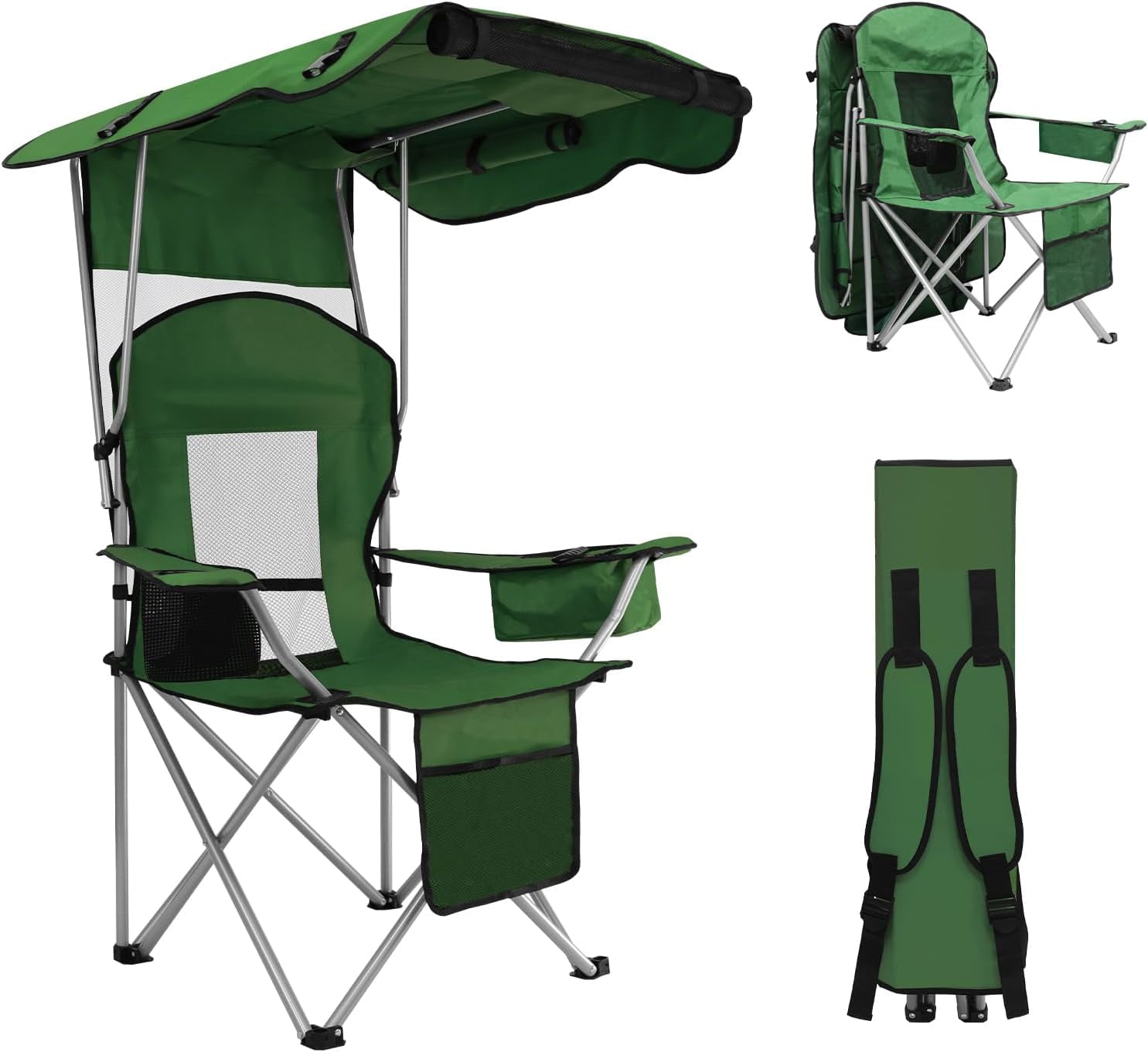 Camping Chair with Canopy Shade Portable Folding Beach Chairs with ...