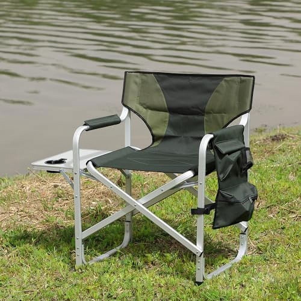 Camping Chair Oversized Padded Folding Quad Arm Chairs with Lumbar Back ...