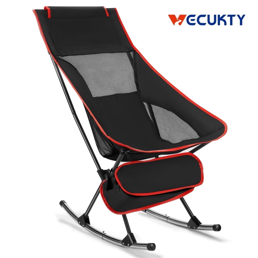 VECUKTY Camping Chair, High Back Rocking Chair, Portable Folding Chair ...
