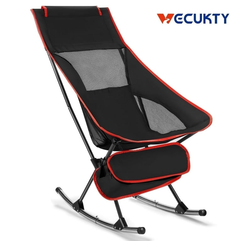 Camping Chair Vecukty High Back Rocking Chair 165 lbs Capacity Compact Outdoor Portable Folding Rocker Chair for Camping Hiking Gardening Travel