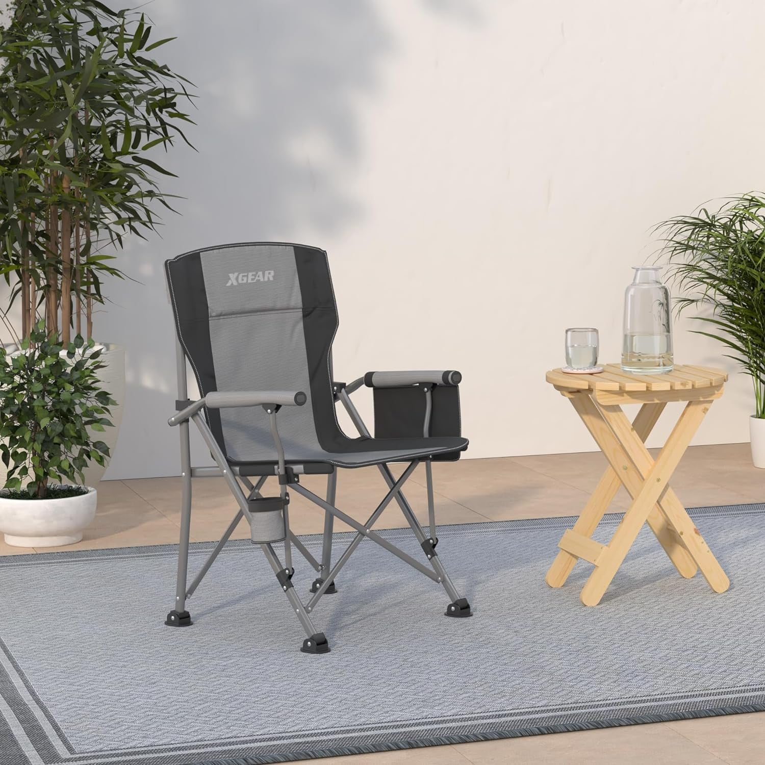 Camping Chair with Padded Hard Armrest, Sturdy Folding Camp Chair with ...