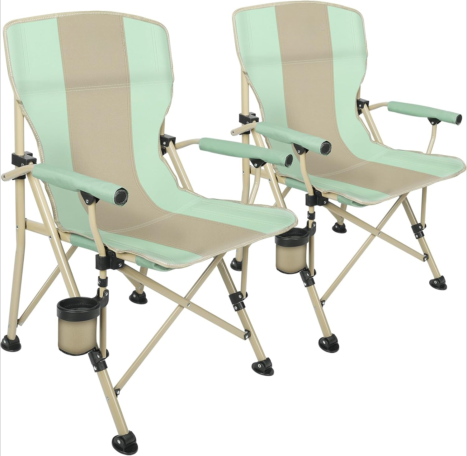 Camping Chair with Padded Hard Armrest, Sturdy Folding Camp Chair with ...