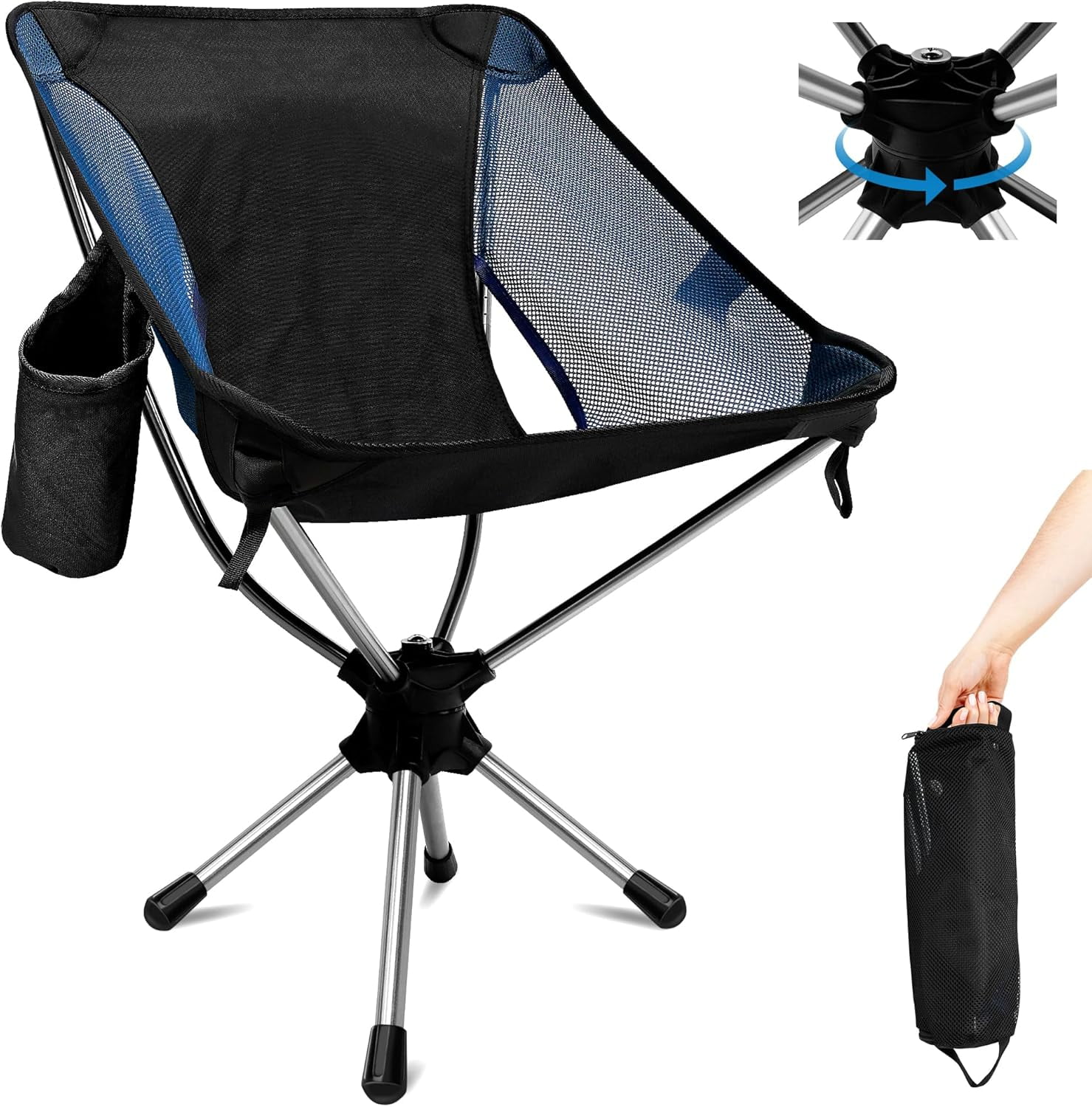Camping Chairs, 360°Degree Swivel Folding Chairs for Adults ...