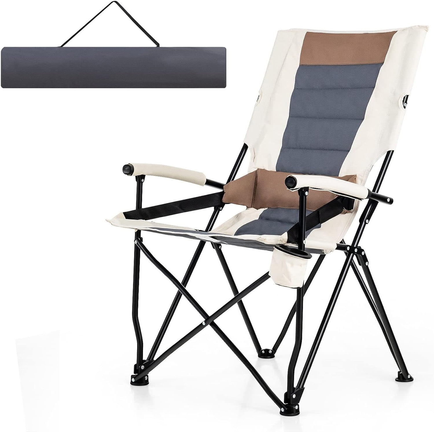 Camping Chairs, Portable Lumbar Back Beach Chair Heightened Design for ...