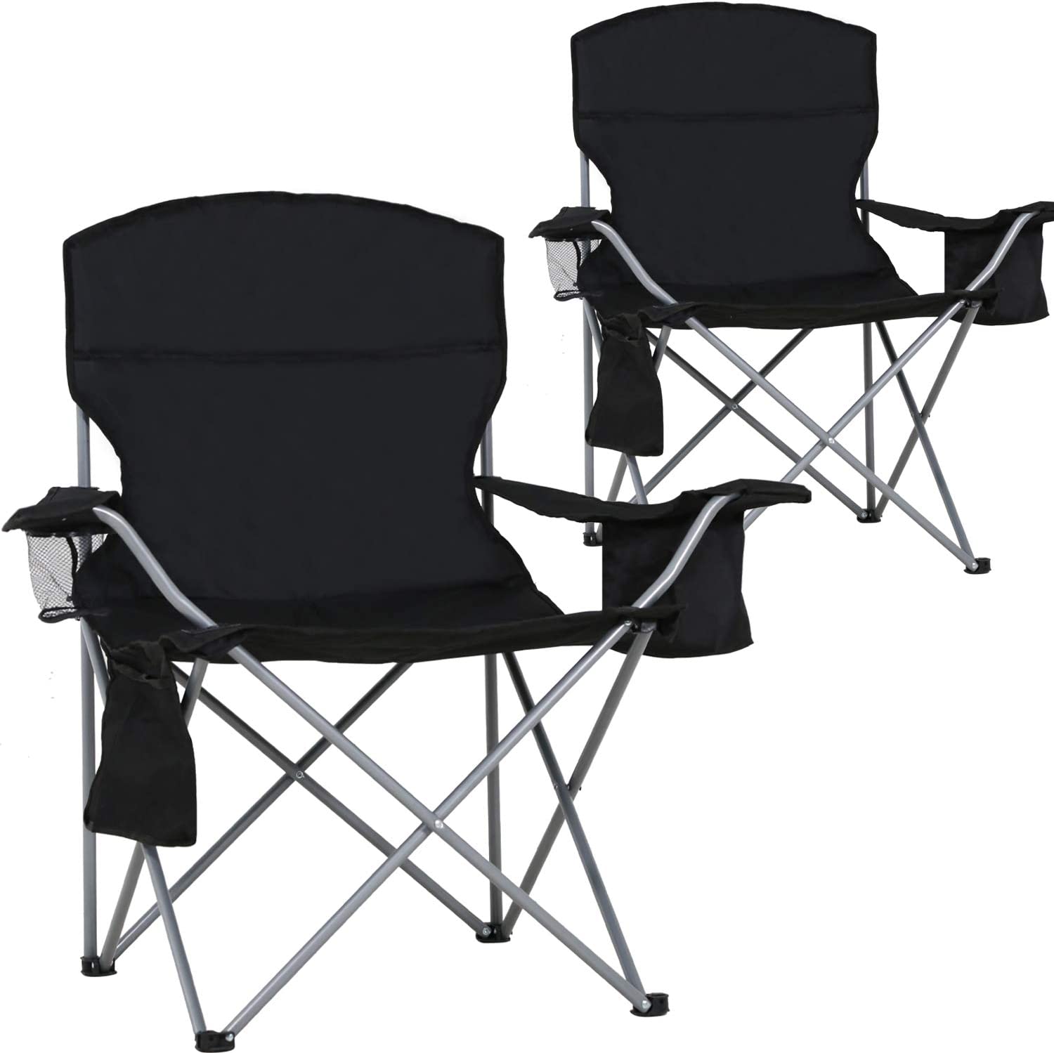 Camping Chairs Set of 2, Folding Lawn Chairs Outdoor Portable Patio ...
