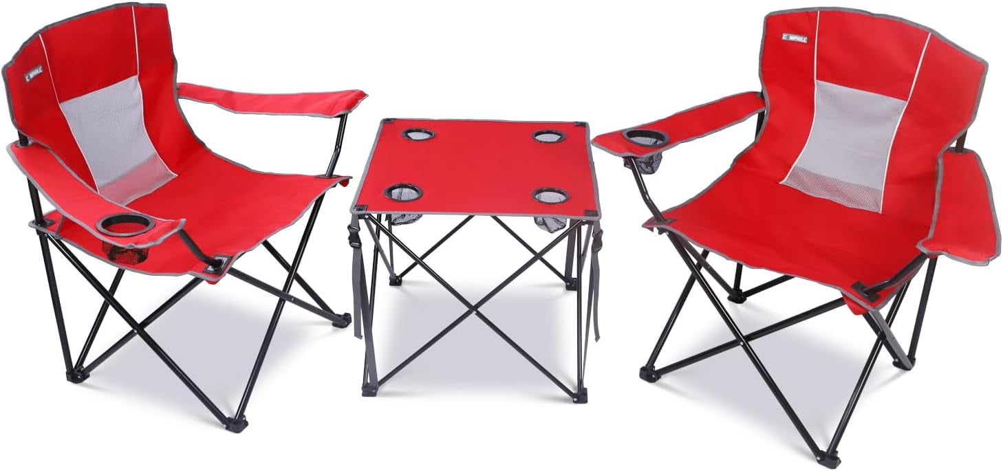 Camping Chairs Set with Table,Folding Lawn Mesh Chairs Portable Camp ...