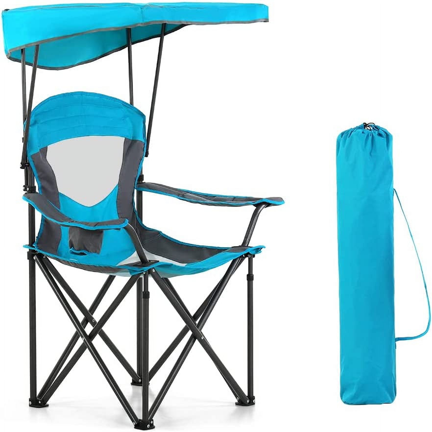 Camping Chairs with Shade, Heavy Duty Canopy Lounge Chair Sunshade ...