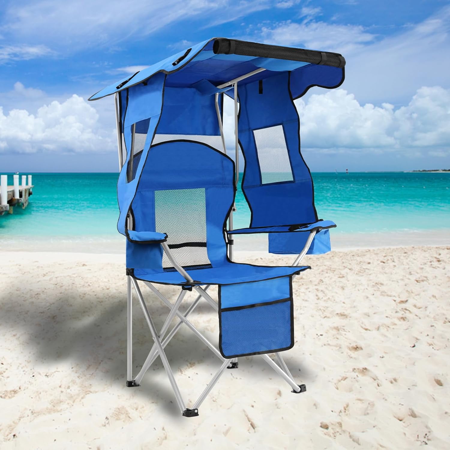 Camping Chairs with Canopy, Portable Quad Lawn Chair for Adults ...