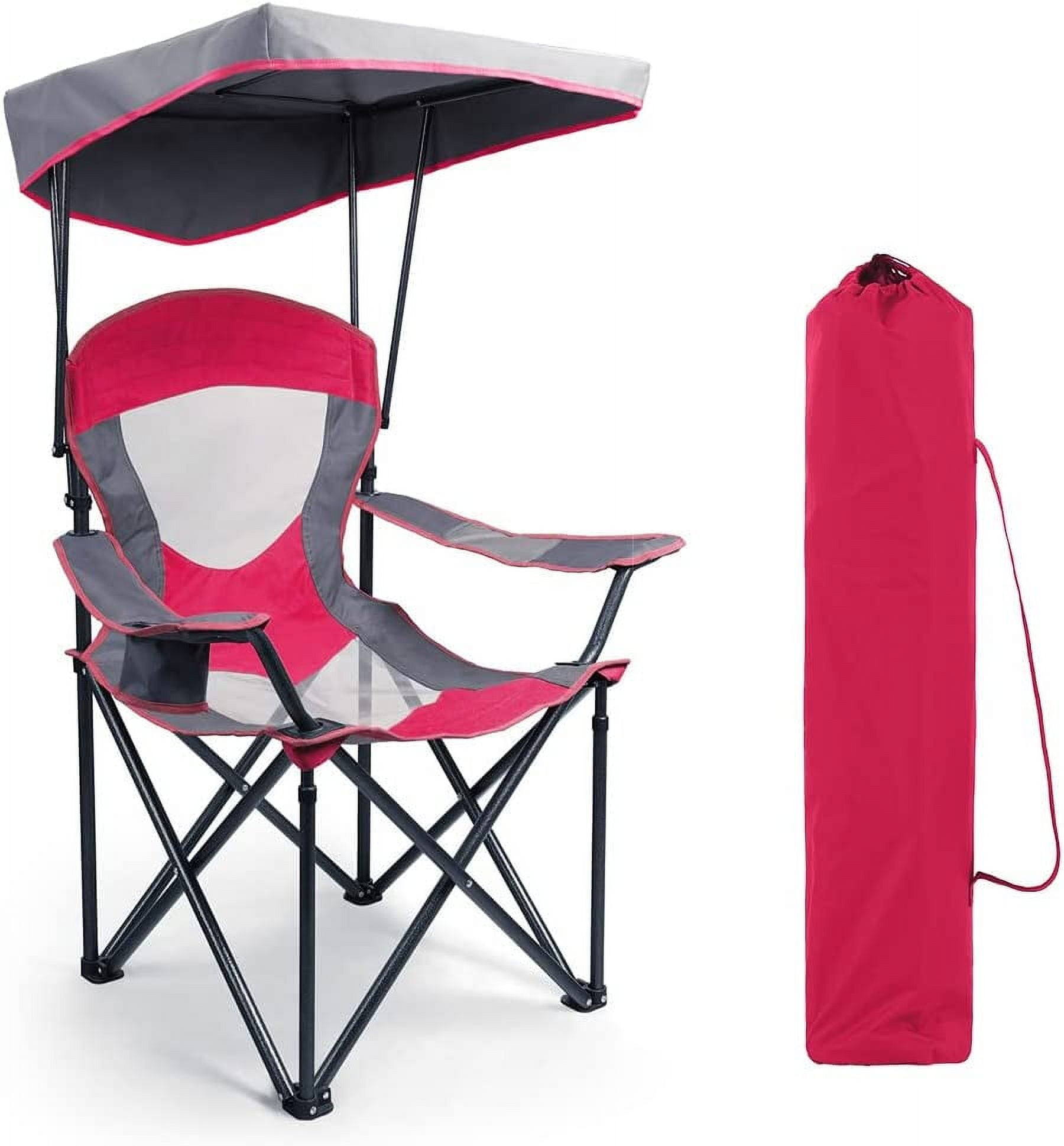Camping Chairs with Shade, Heavy Duty Canopy Lounge Chair Sunshade ...