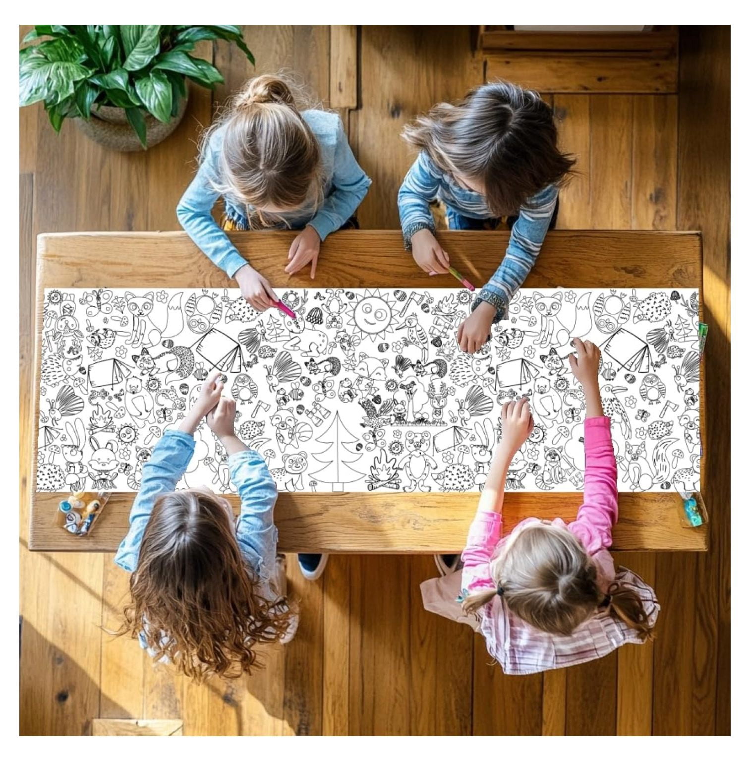 Camping Coloring Table Runner, Camping Party Decor, Huge Coloring Sheet ...
