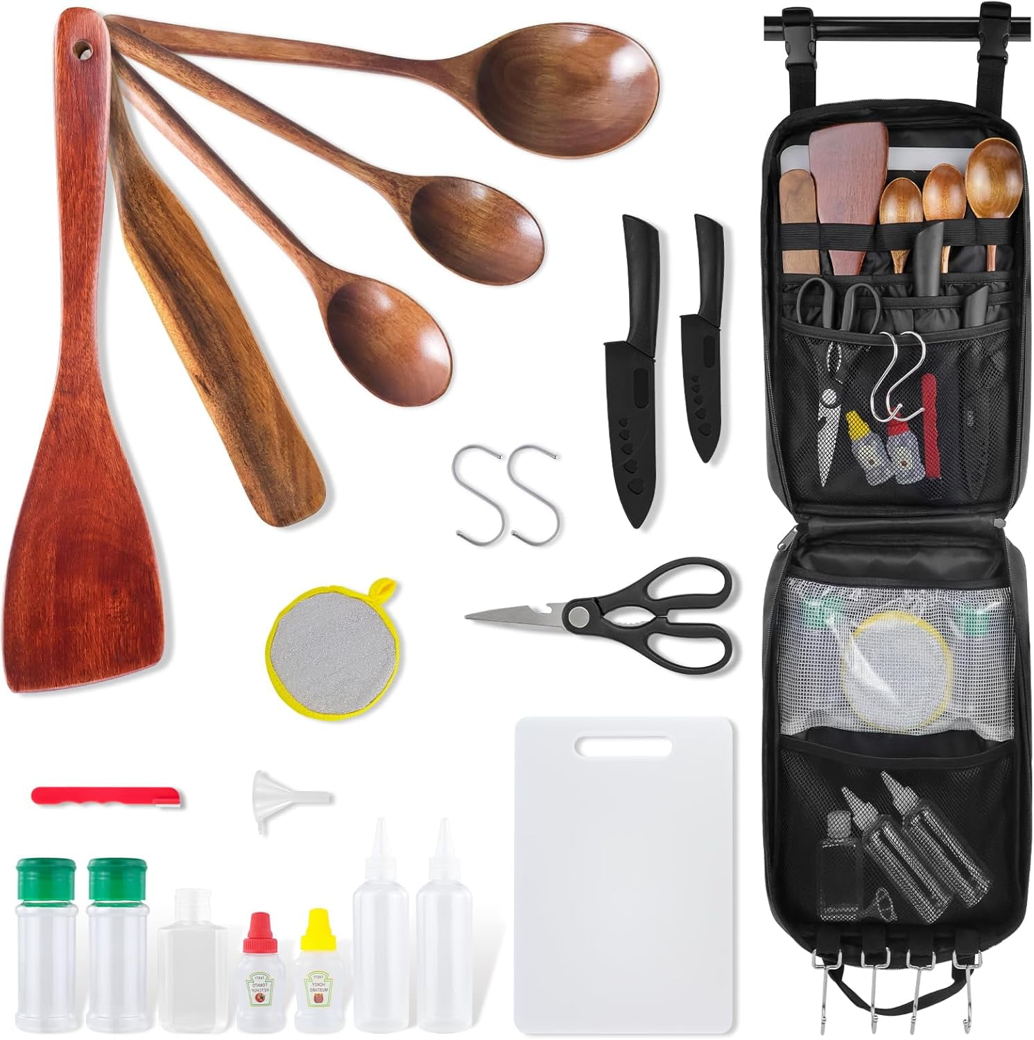 Camping Cooking Cookware Set - Upgraded 22PCS Camp Kitchen Organizer ...