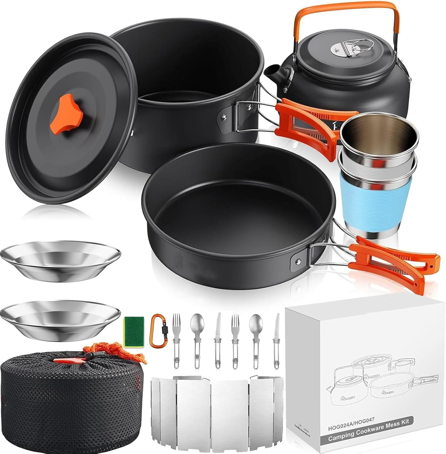 Camping Cooking Set with Stove Windshield & Plates - Lightweight ...