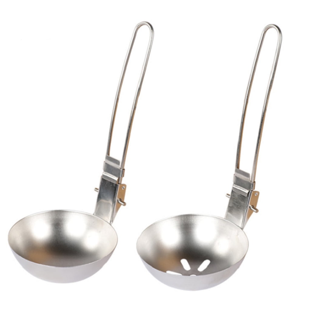 Camping Cooking Utensils Folding Soup Spoon Skimmer Stainless Steel ...