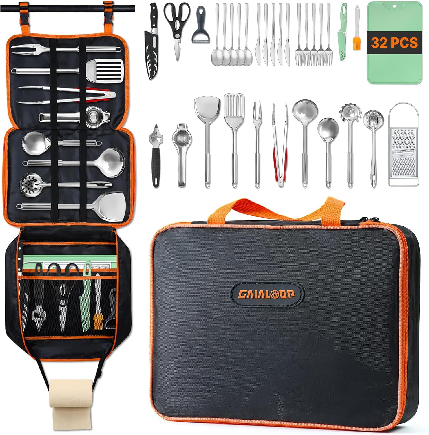 Camping Cooking Utensils Set Grilling Cookware Camp Kitchen Rotating ...