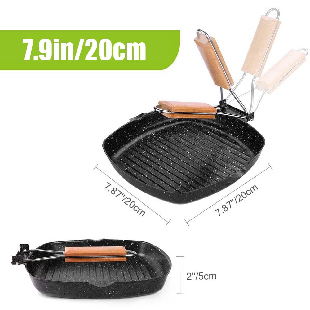 Camping Cookware Frying Pan Durable Non-Stick Grilling Pan with Folding ...