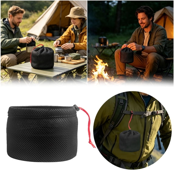 Camping Cookware Mesh Storage Bag With Drawstring Breathable Mesh Pouch ...