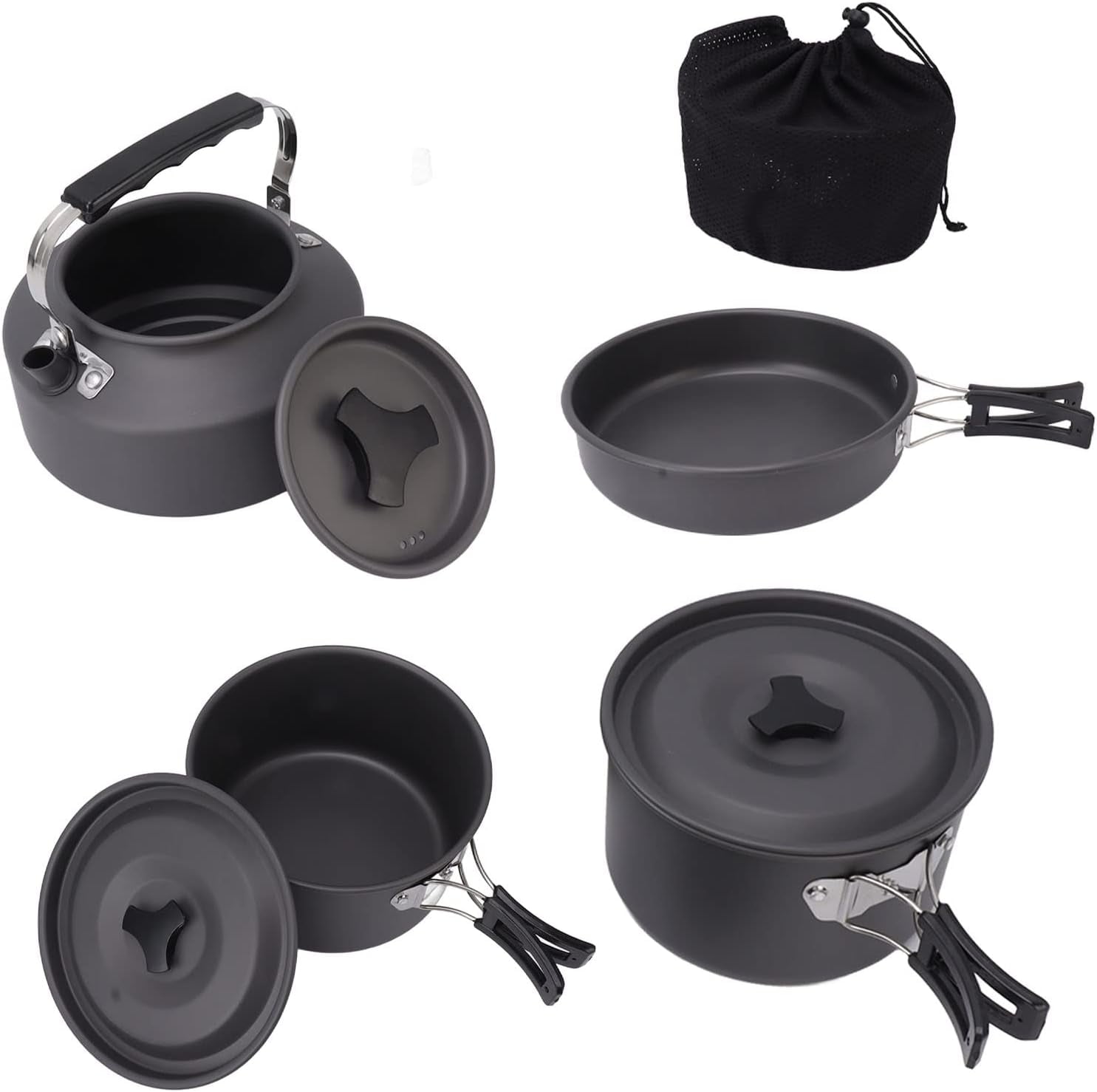 Camping Cookware Mess Kit, for Long-Lasting Camping Pots and Pans Set ...