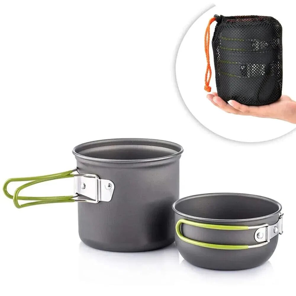 Camping Cookware Mess Kit Ultralight Camping Pot Set Outdoor Cooking ...