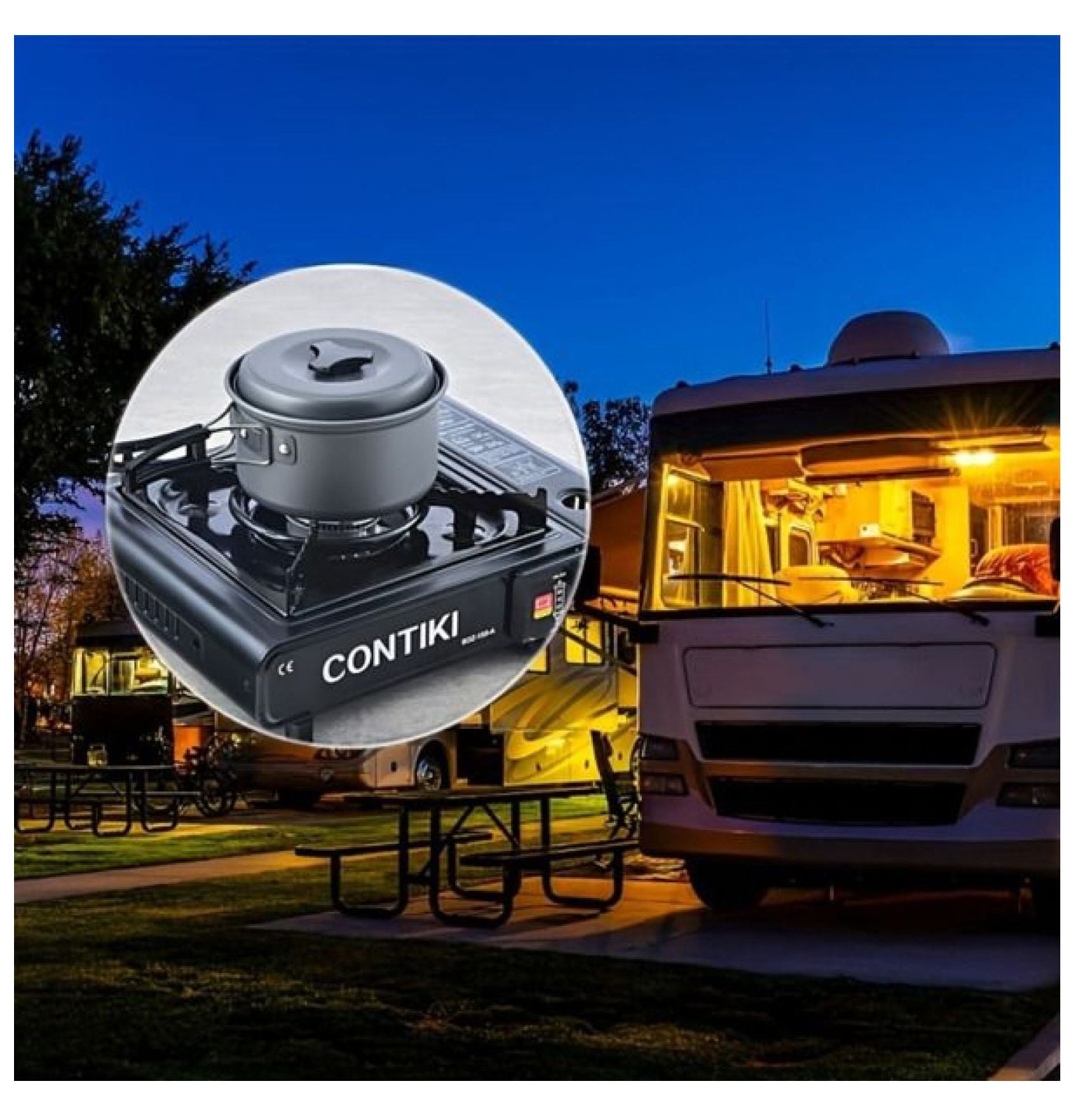 Camping Cookware Set 3 Person, RV Outdoor Pot Set Folding Picnic BBQ ...