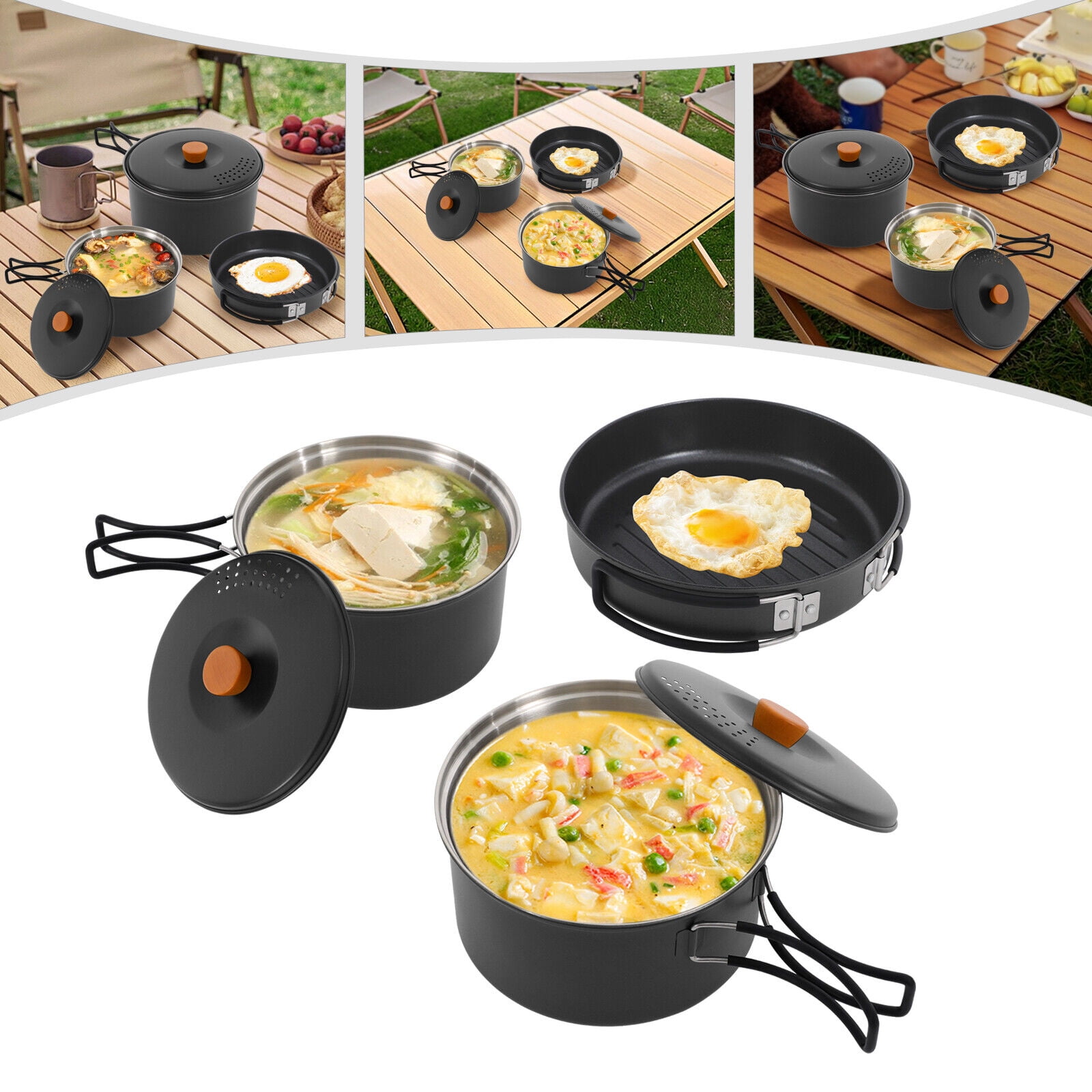 Camping Cookware Set Camping Survival Stove Pot Pan Portable Outdoor ...