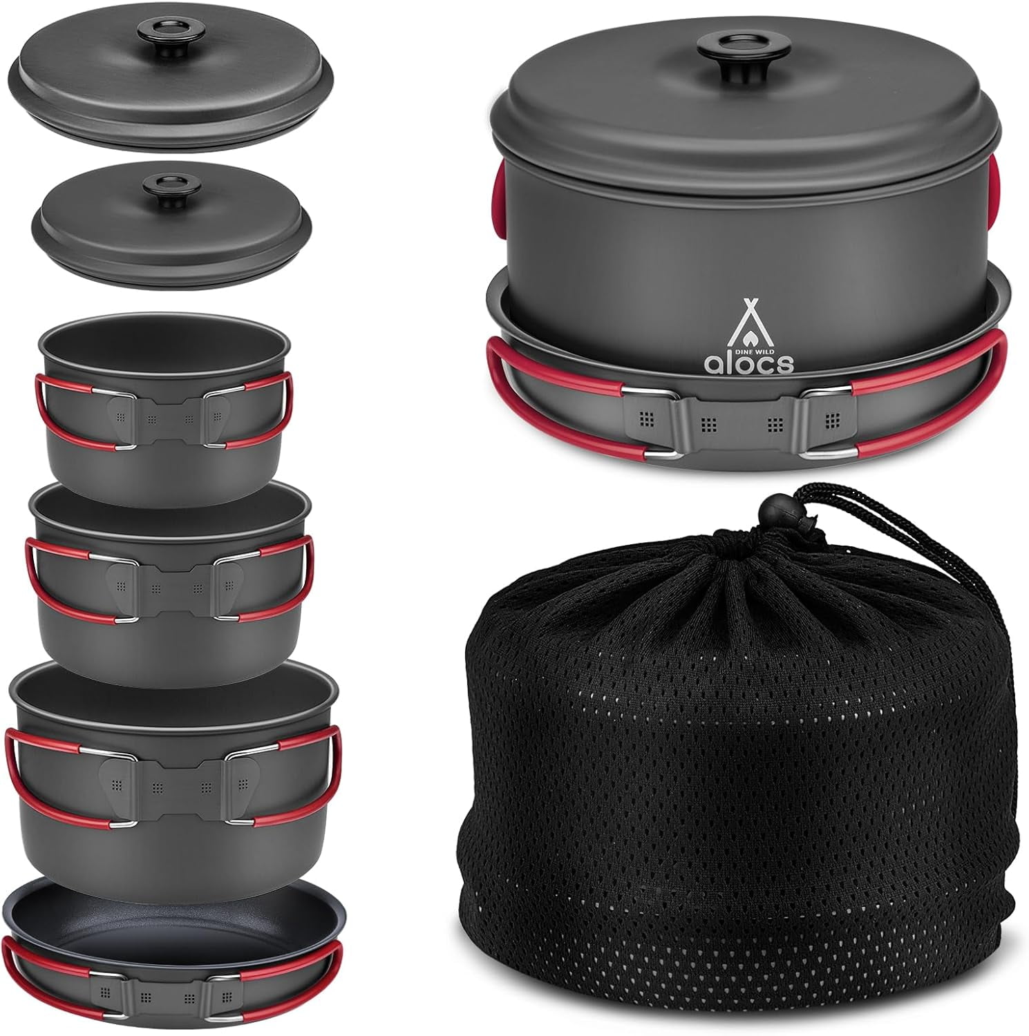 Camping Cookware Set Camping Gear, Compact Camping Pots and Pans Set ...