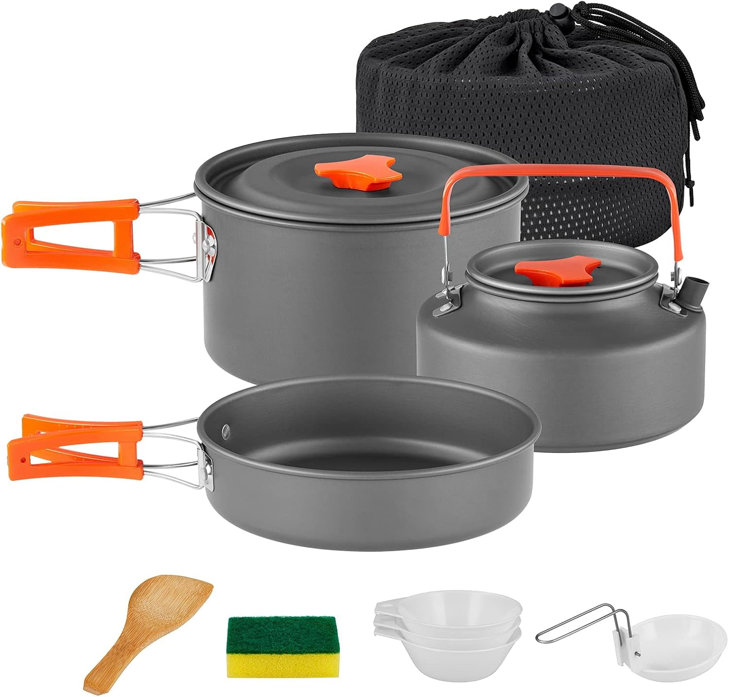 Camping Cookware Set, Foldable Backpacking Camping Pots and Frying Pans ...
