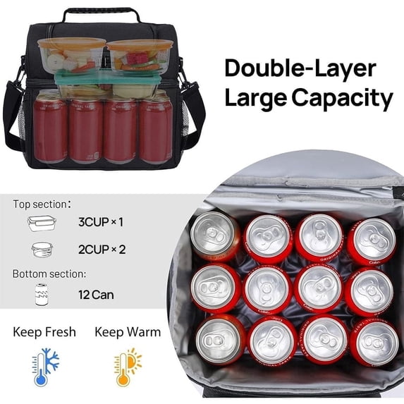 Insulated 14.5L Camping Cooler Bag, Portable Crossbody Lunch Box for ...