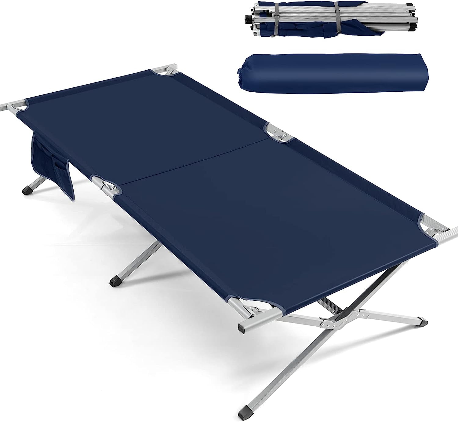 Camping Cot, 42” Extra Wide Folding Camping Cot w/Storage Pocket, Carry ...