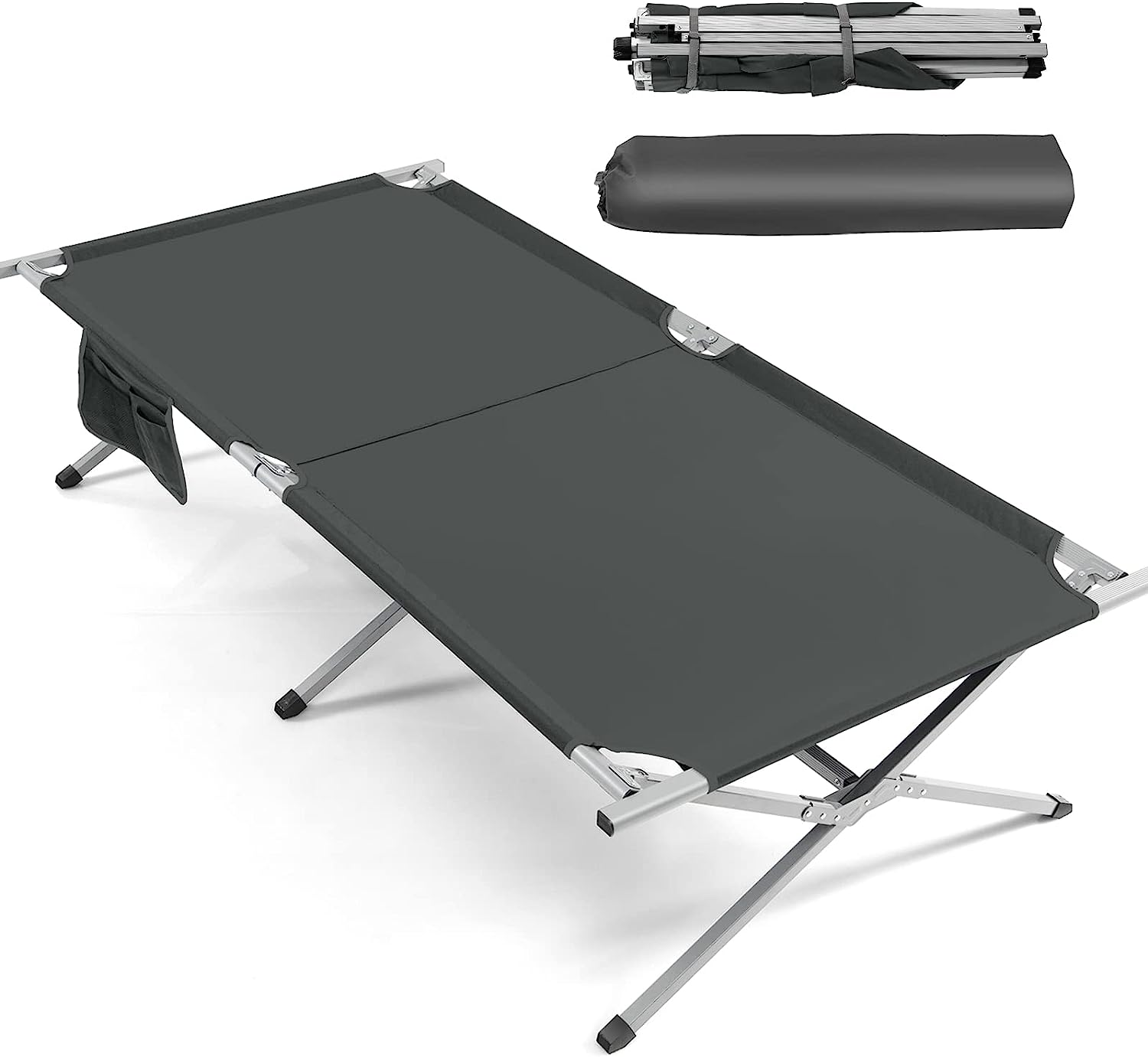Camping Cot, 42” Extra Wide Folding Camping Cot w/Storage Pocket, Carry ...