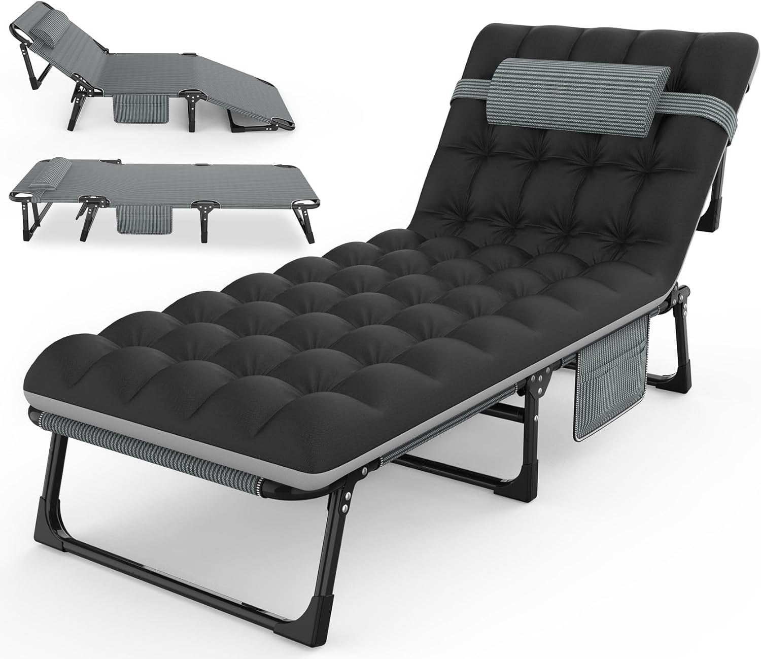 Camping Cot, 5+2 Positions Adjustable Reclining Folding Camping Cot ...