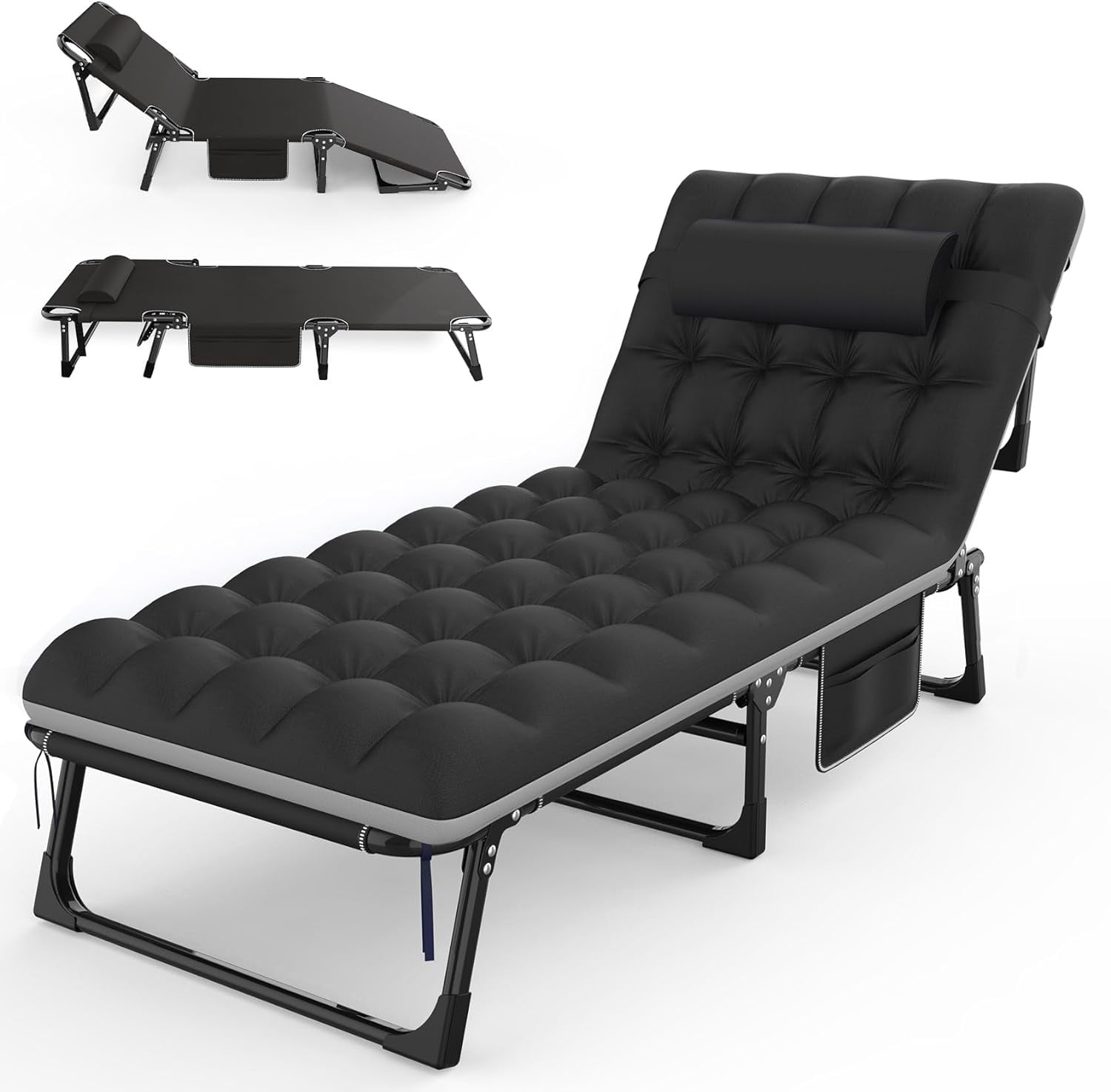 Camping Cot, 5+2 Positions Adjustable Reclining Folding Camping Cot ...