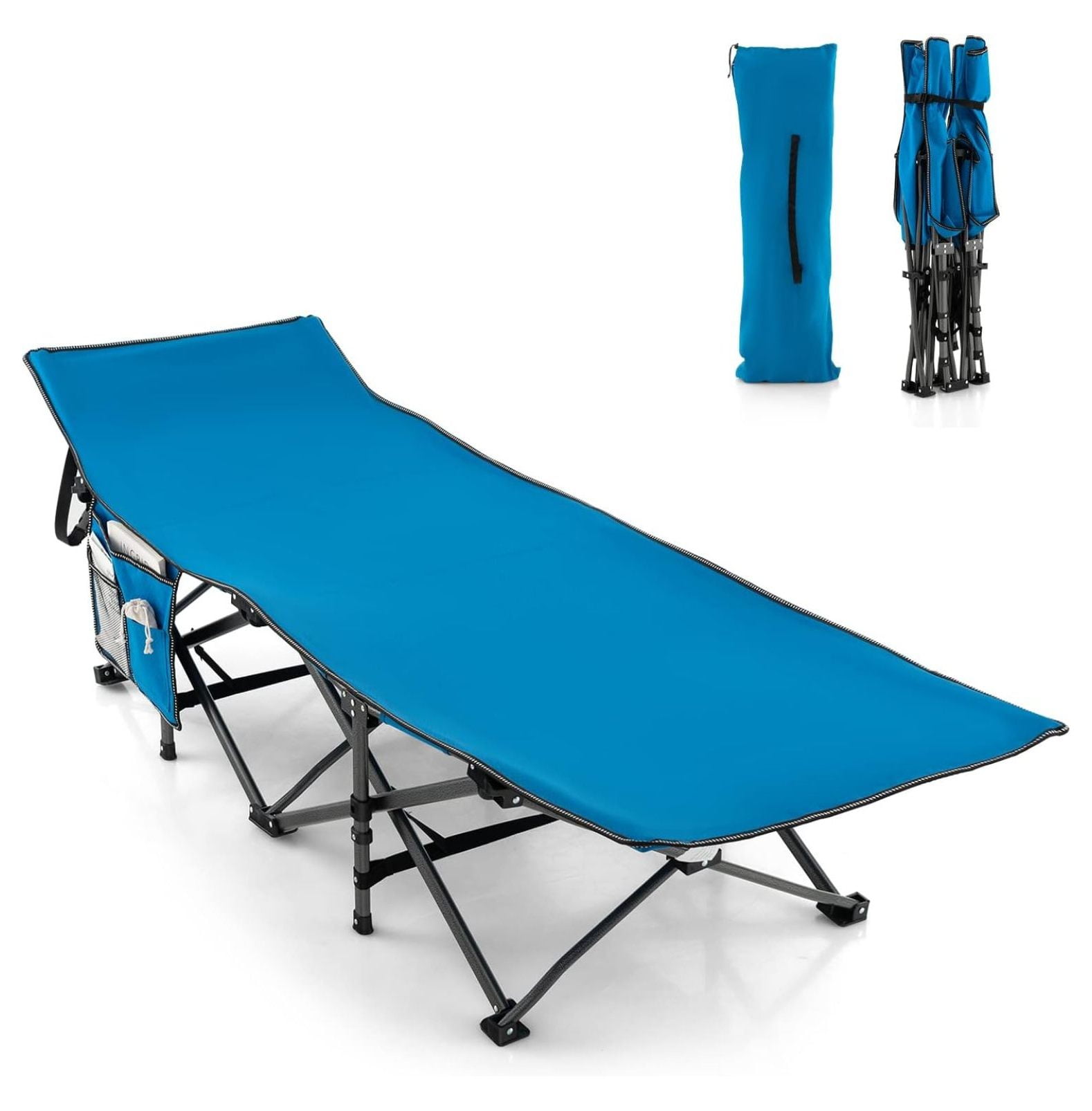 Camping Cot, 600 LBS Heavy Duty Sleeping Cot w/Ergonomic Incline Design ...