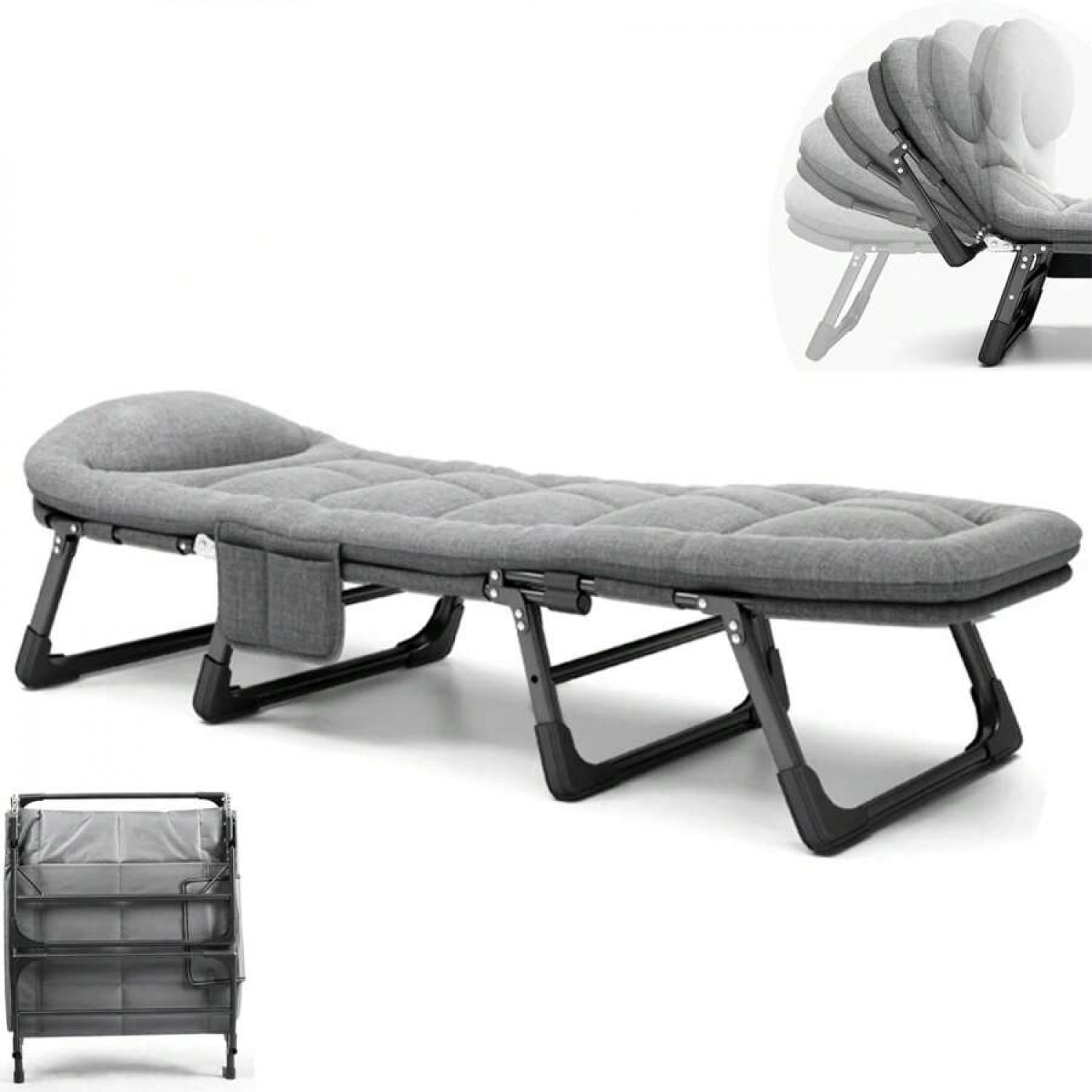 Camping Cot Adjustable 6-Position Folding Cot with Cozy Mattress ...