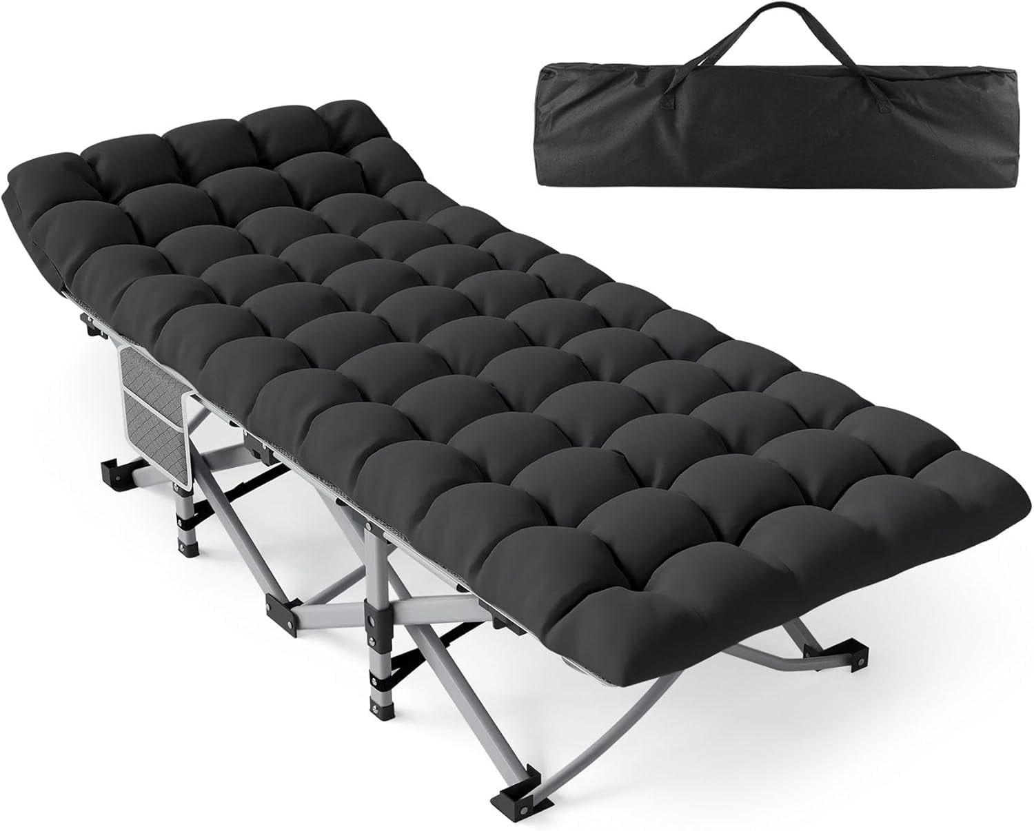 Camping Cot for Adults, Heavy-Duty Portable Cot Bed with Mattress ...