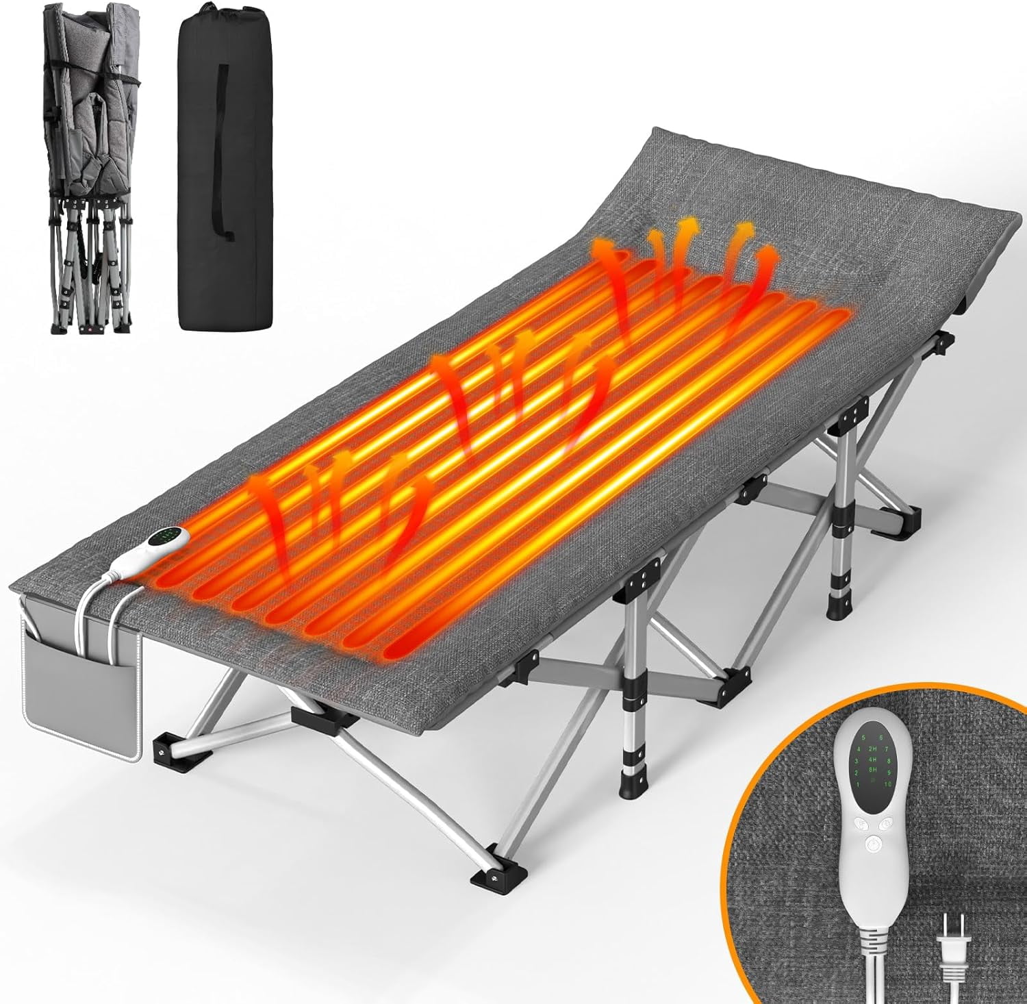 Camping Cot for Adults, Heavy-Duty Portable Cot Bed with Mattress ...