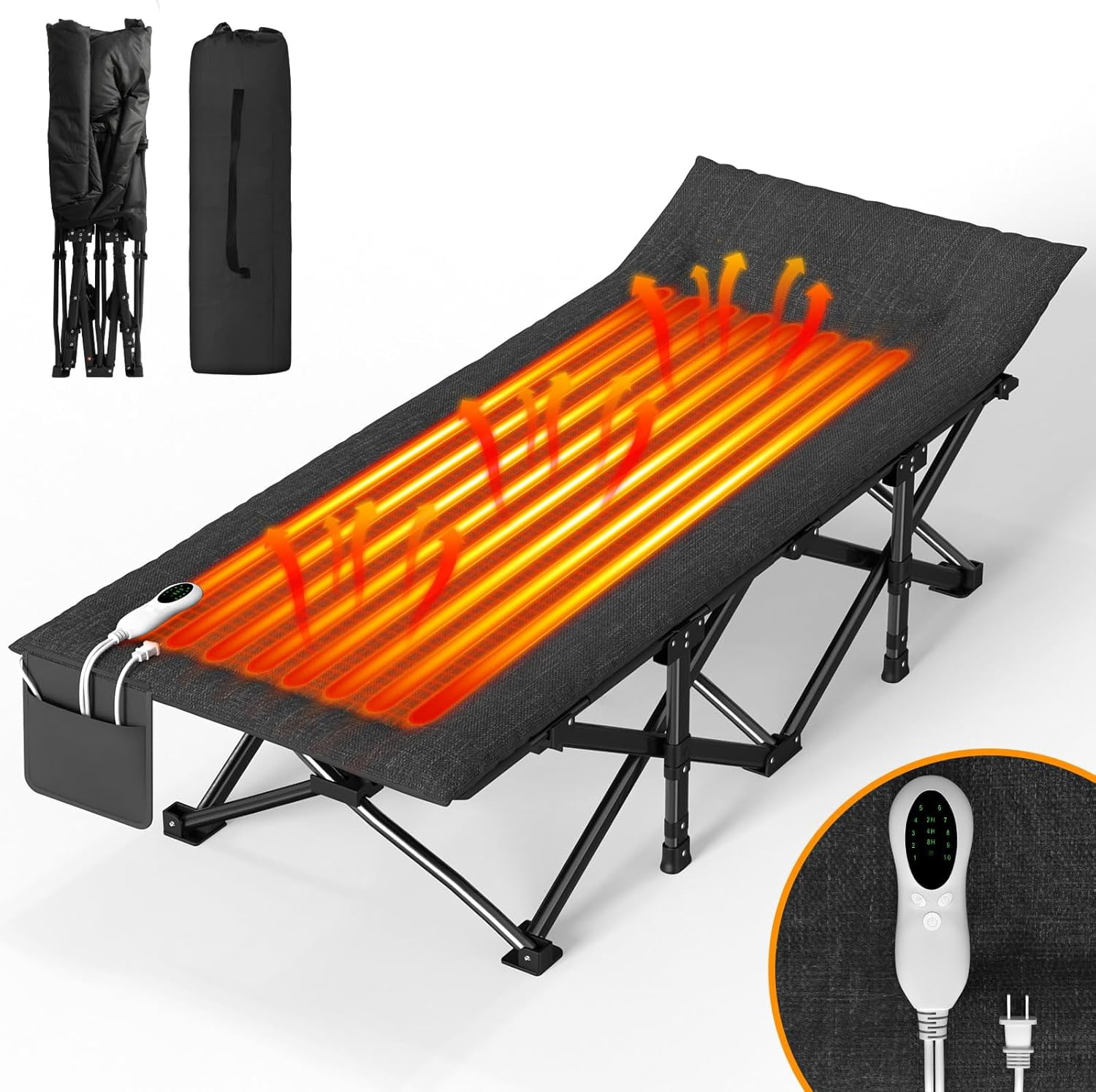 Camping Cot for Adults, Heavy-Duty Portable Cot Bed with Mattress ...