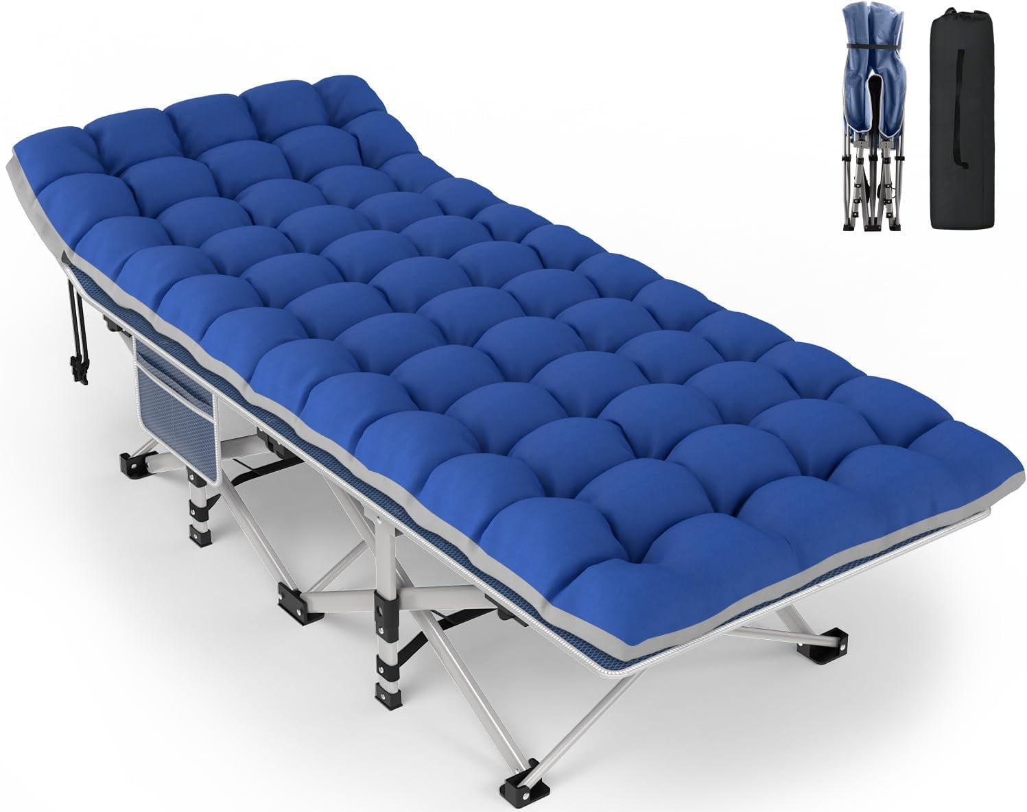 Camping Cot for Adults, Heavy-Duty Portable Cot Bed with Mattress ...