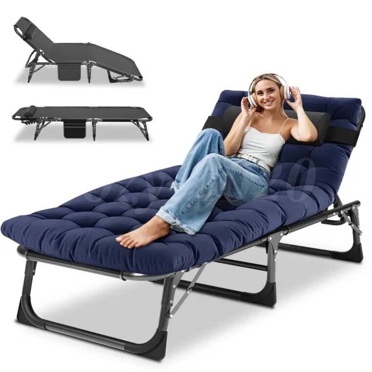 Camping Cot Adults Heavy-Duty Portable Foldable Padded Sleeping Cot Bed ...