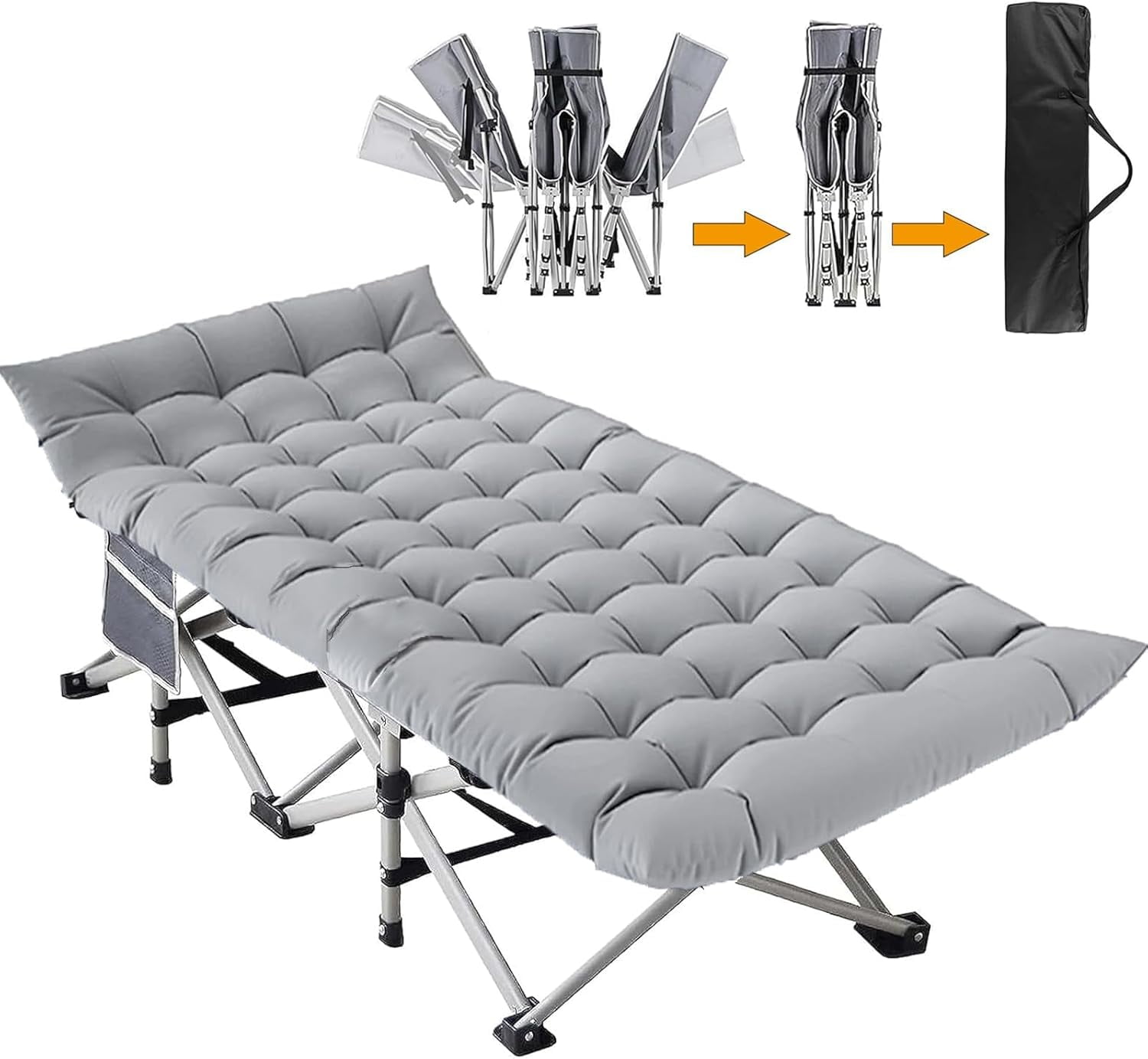 Camping Cot for Adults, Heavy Duty Sleeping Cots with Carry Bag, Double ...